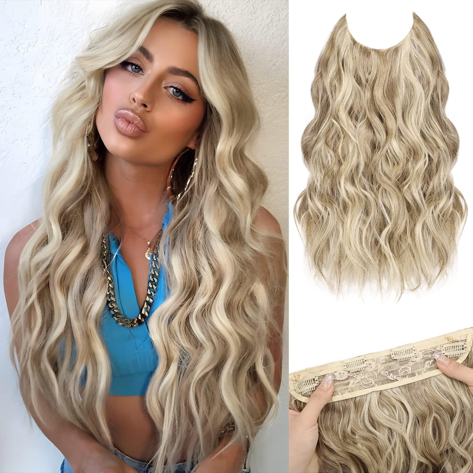 Amazon.com : iLUU Hair Extensions 18" 80g 60# Platinum Blonde Fashion ...