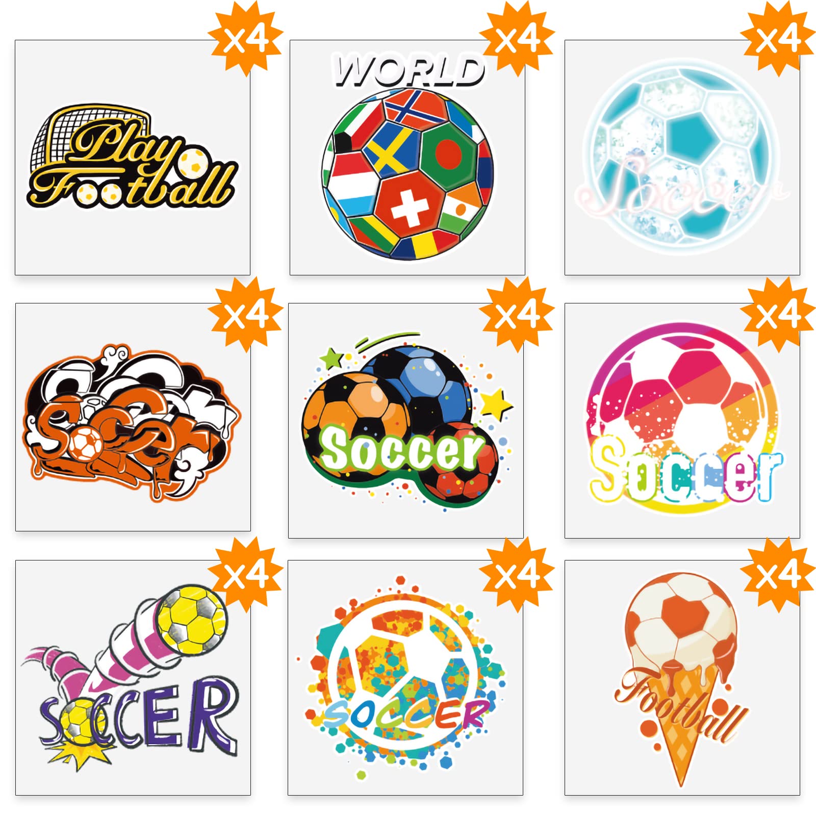 Snapklik.com : Soccer Sports Waterproof Temporary Tattoos,140 Piece ...