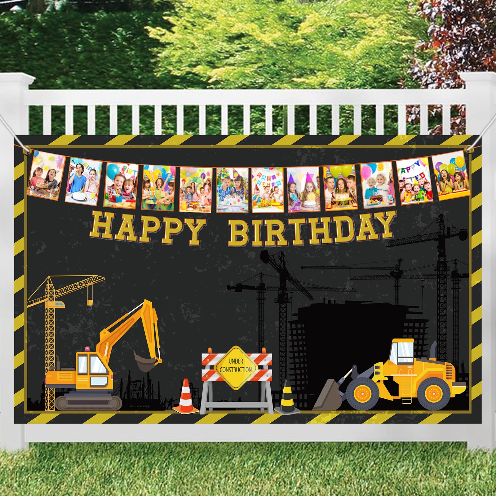 Buy Personalized Happy Birthday Backdrop Under Construction Theme ...
