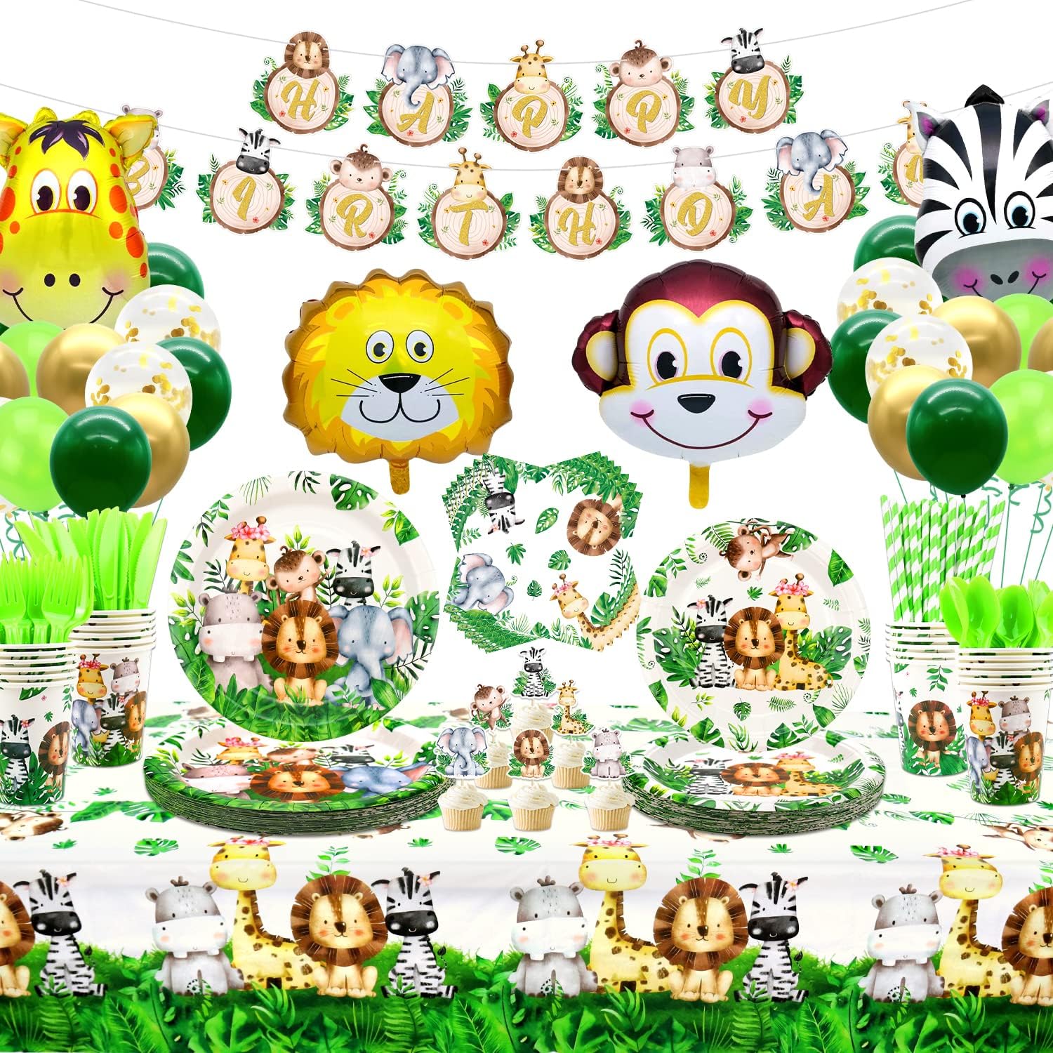 Amazon.com: Jungle Safari Birthday Party Supplies, Includes Banner ...