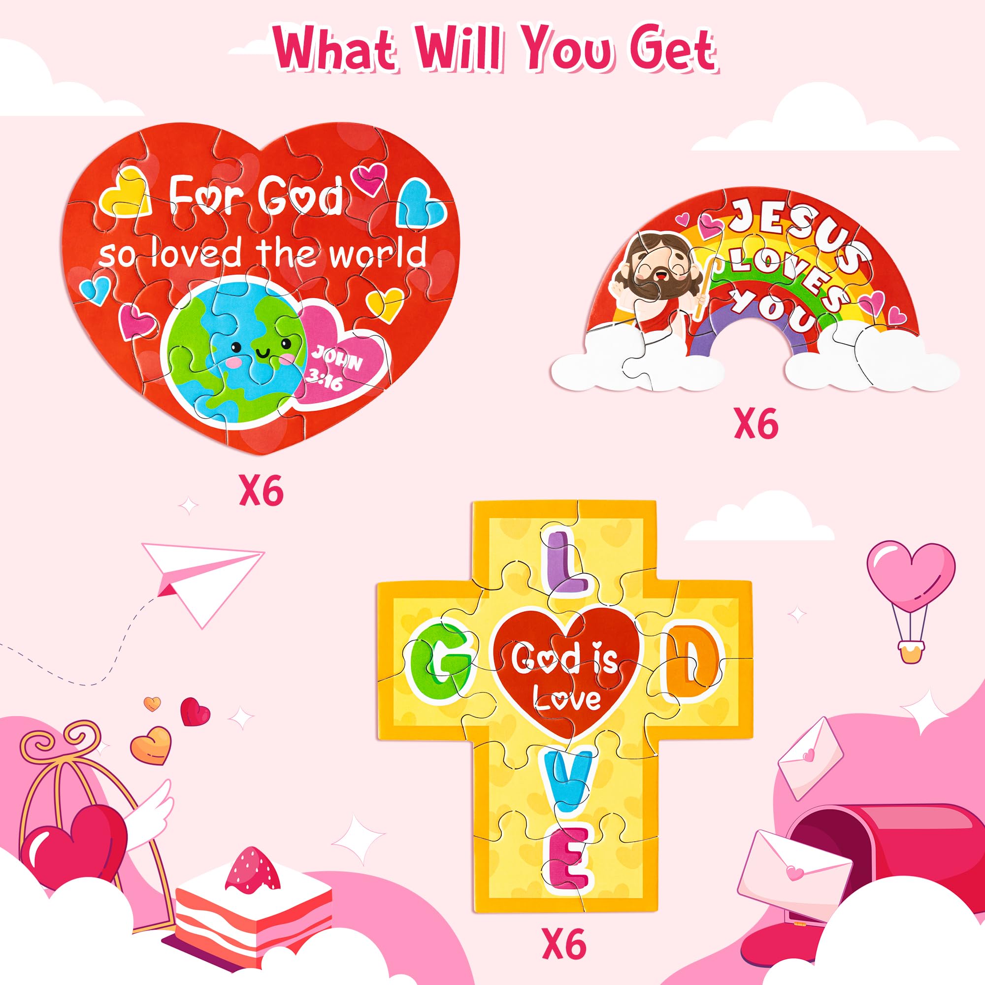 Snapklik.com : Valentines DIY Jigsaw Puzzle - 18pcs Jesus Loves You ...