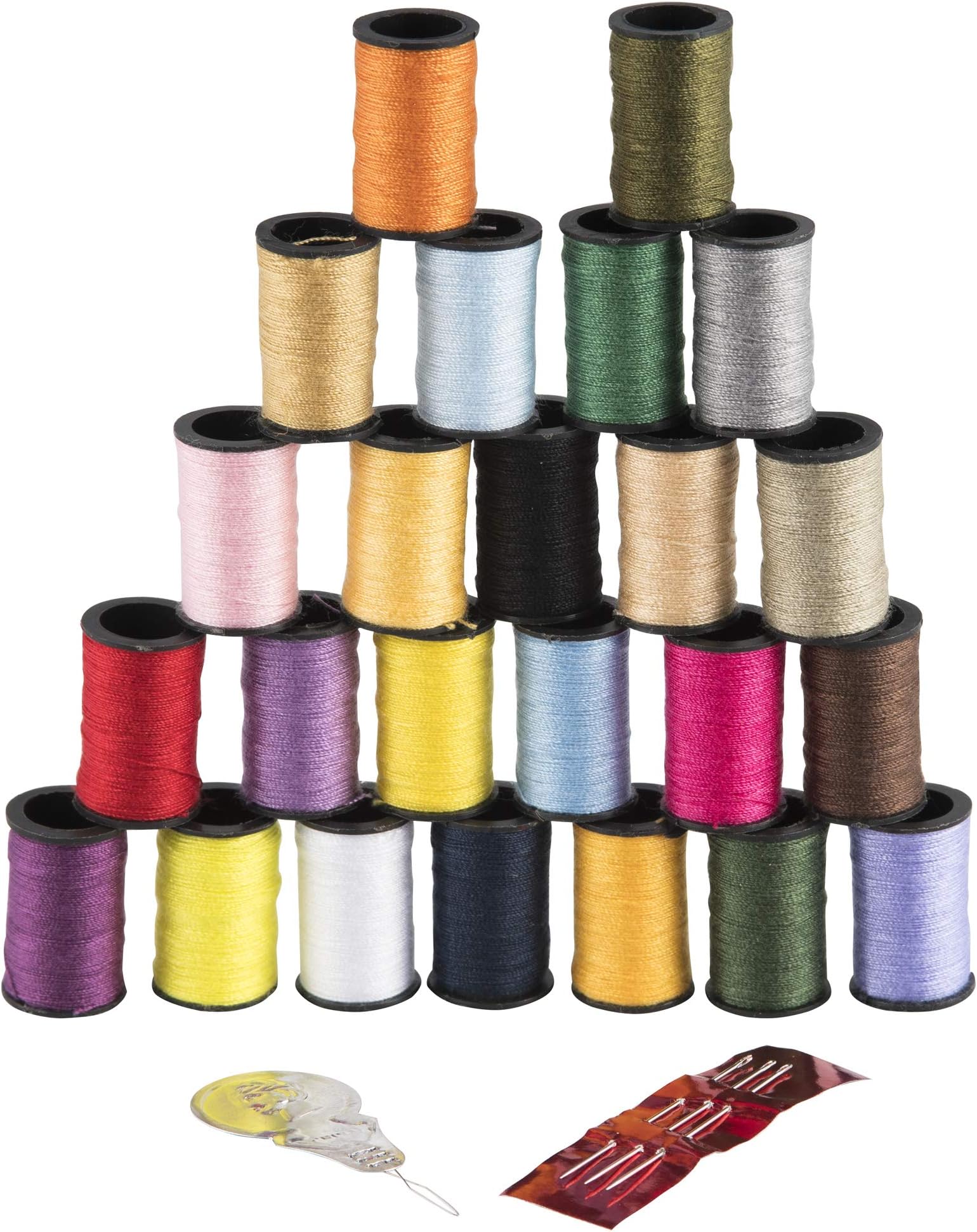 Amazon.com: 20 Assorted 17 Colors 100% Polyester All Purpose Sewing ...
