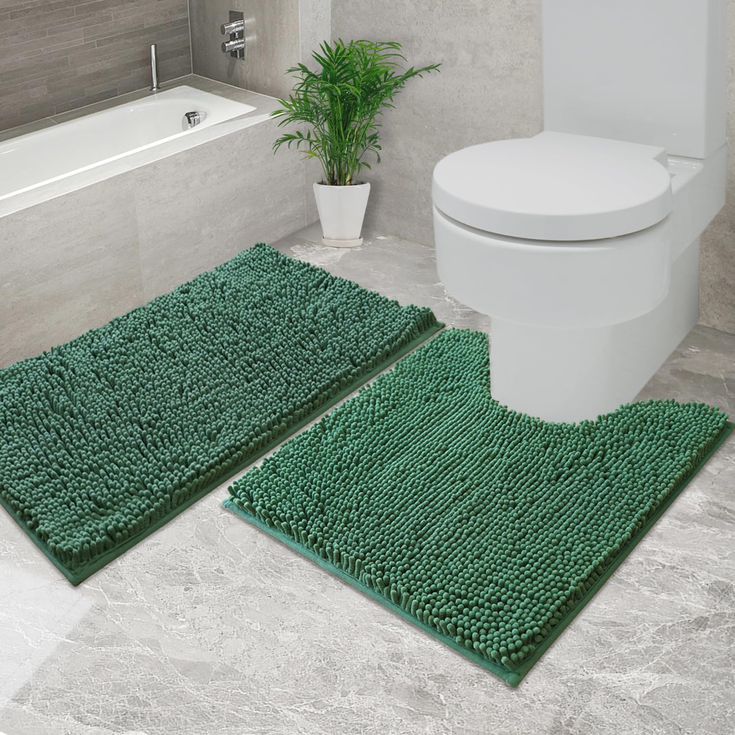 Amazon.com: Flotstiga Bathroom Rugs Chenille, Extra Thick and Absorbent ...