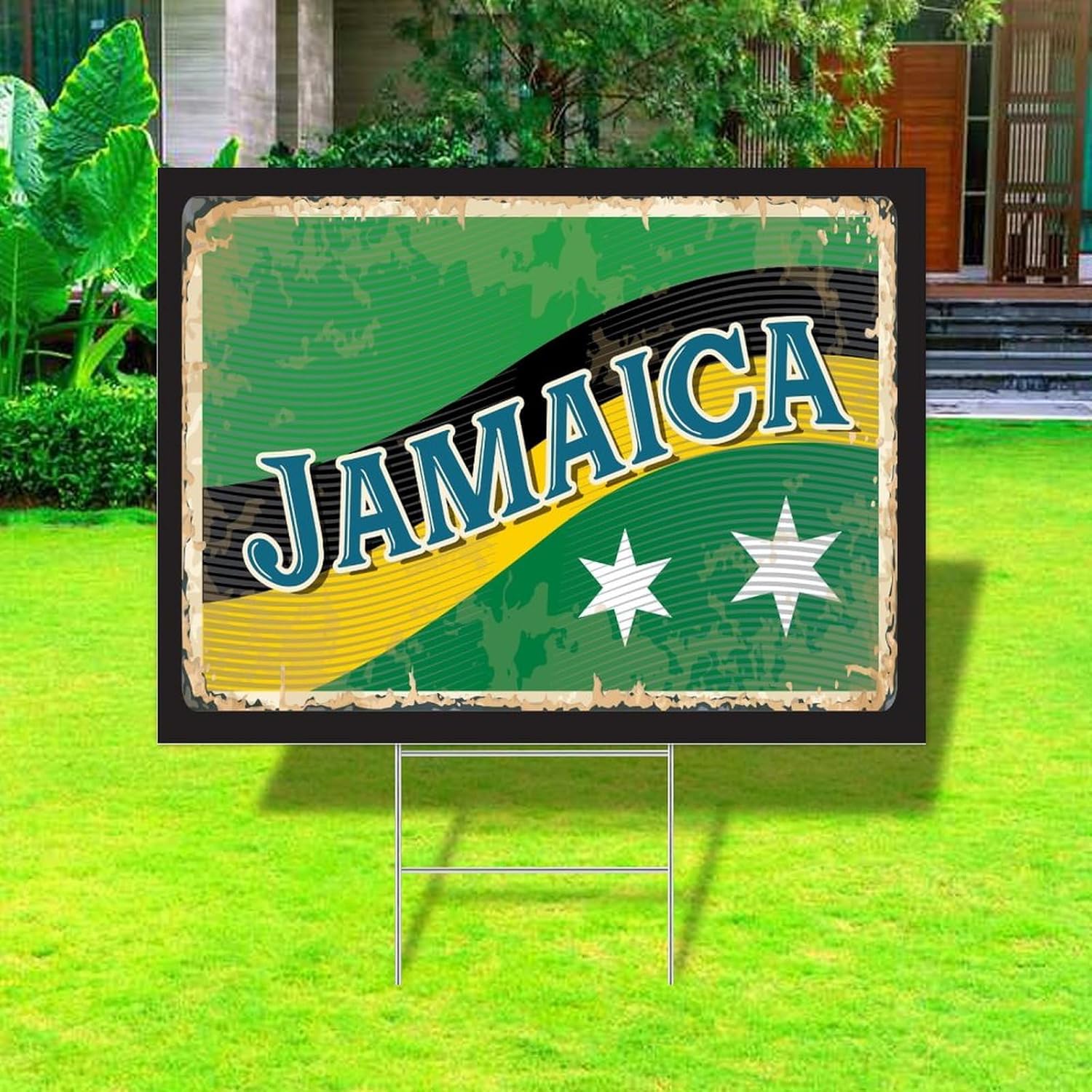 Amazon.com : Personalized Yard Sign with Stakes Jamaica Flag Yard Signs ...
