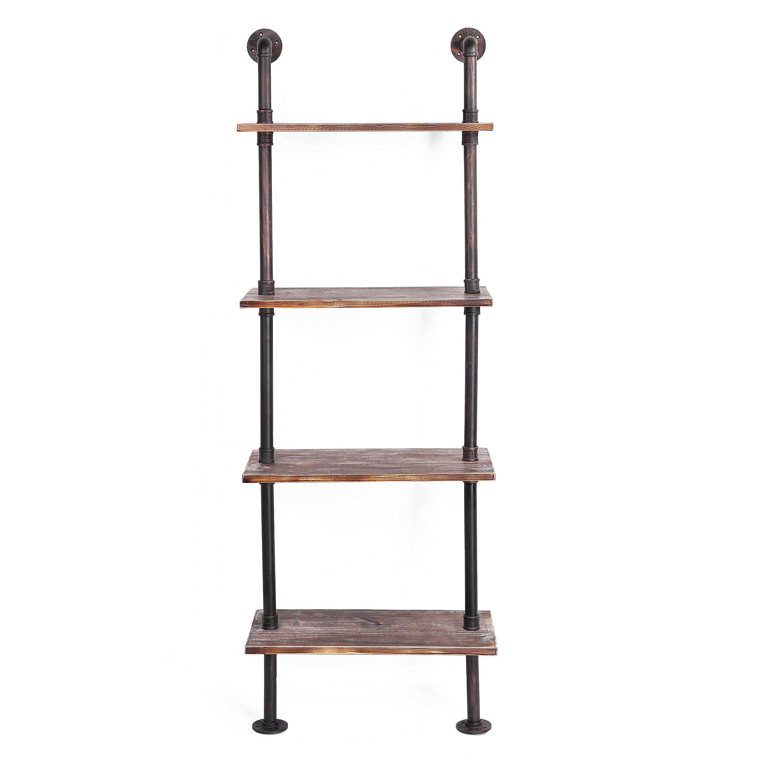 MyGift Industrial Style Metal and Wood Wall-Mounted 4-Tier Display ...