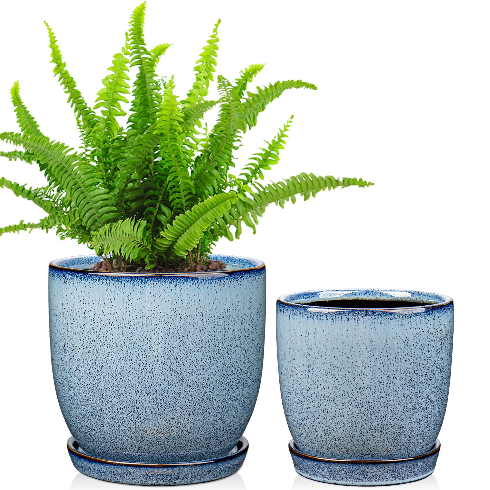 Oairse Set of 2 Ceramic Plant Pots 12CM 15CM Indoor Ceramic Planter ...