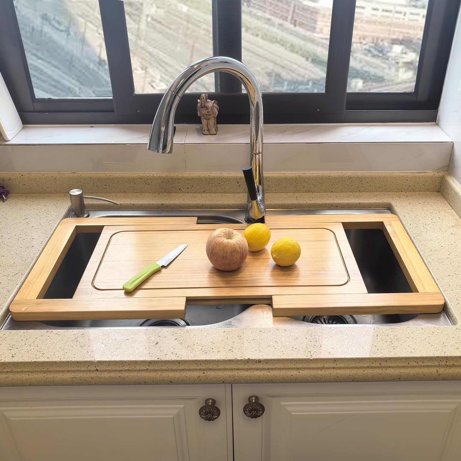 Amazon.com: Over the Sink Extendable Cutting Board w Built-In ...