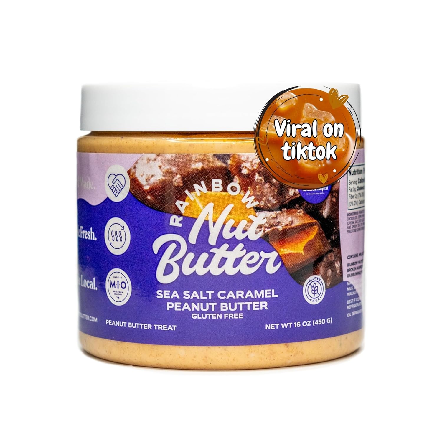 Amazon.com : Rainbow Nut Butter, Sea Salt Caramel Peanut Butter, Spread ...