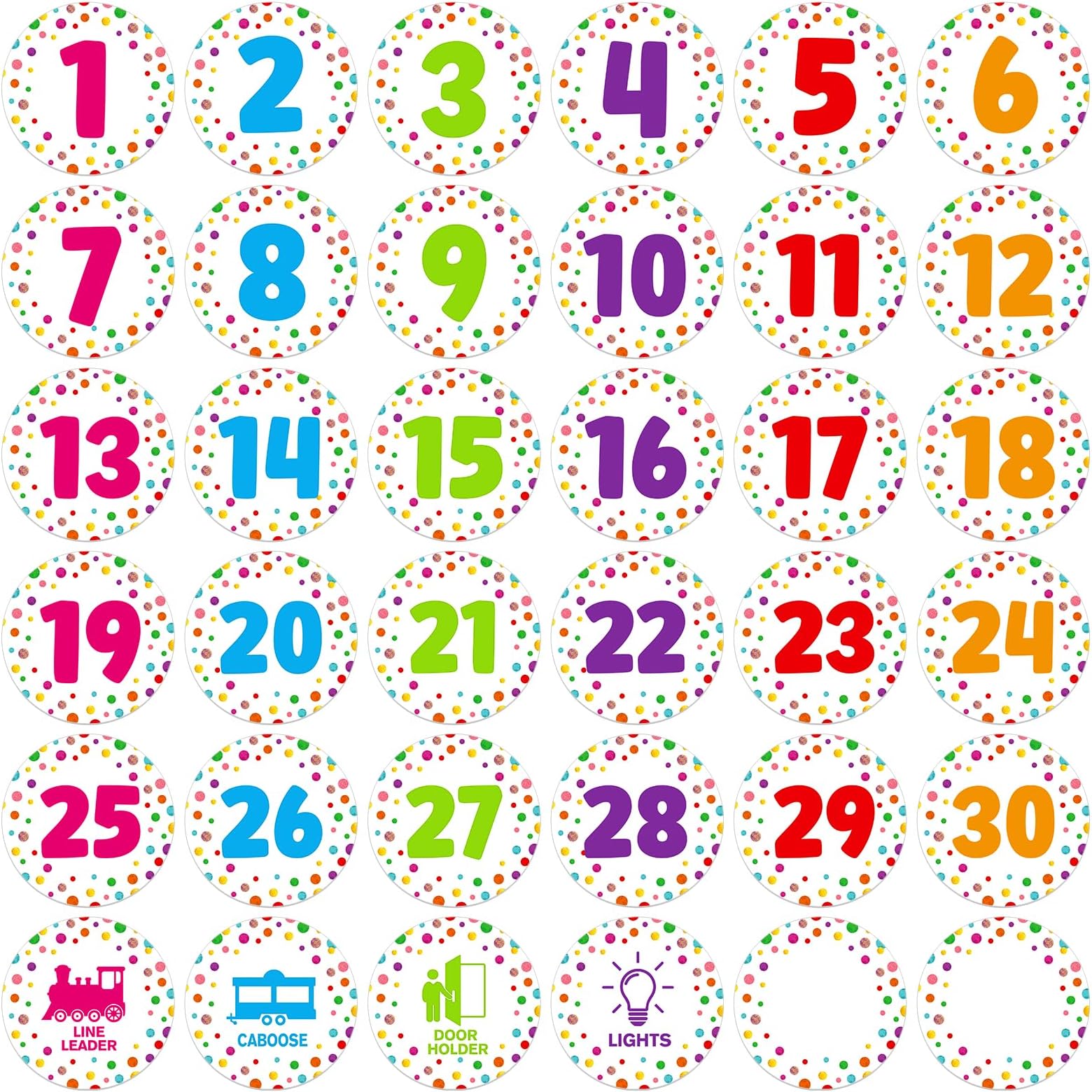 Amazon.com: FaCraft Confetti Number Spot Markers Stickers Line Up Spots ...