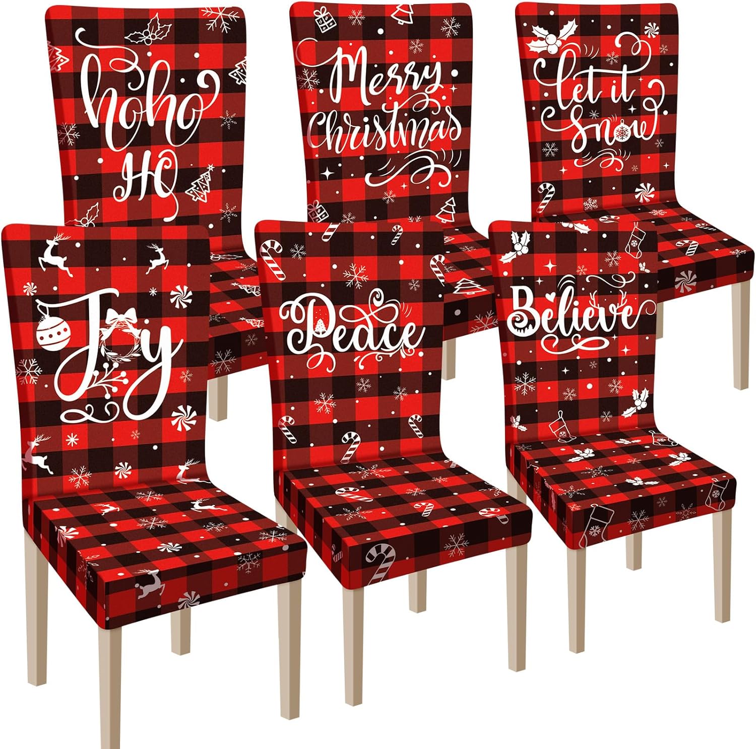 Amazon.com: Ganeen 6 Pcs Christmas Chair Covers Merry Christmas Chair ...