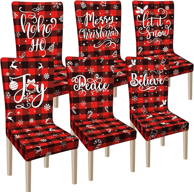 Amazon.com: Ganeen 6 Pcs Christmas Chair Covers Merry Christmas Chair ...