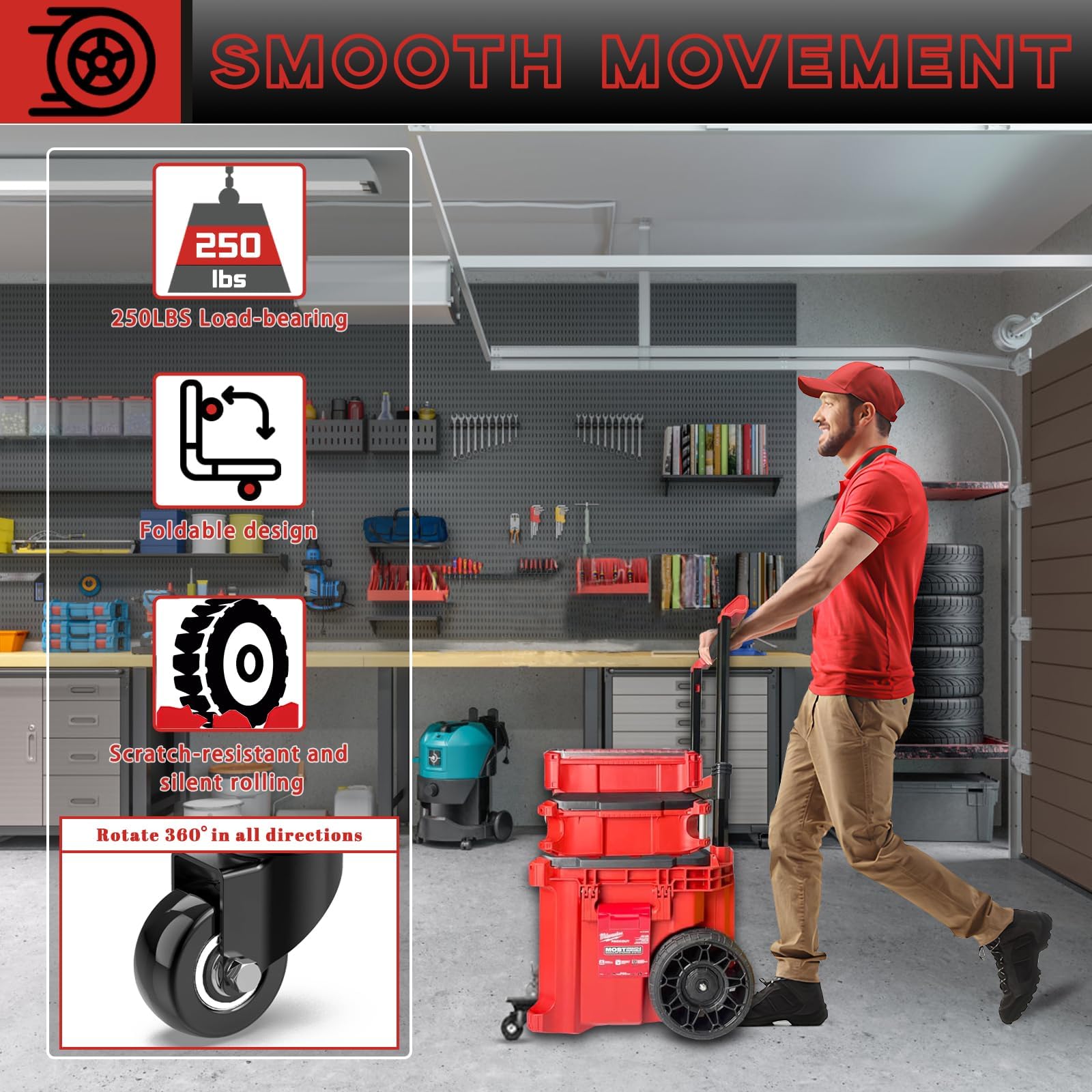 Snapklik.com : Upgraded Packout Caster Wheel Kit Fit For Milwaukee ...