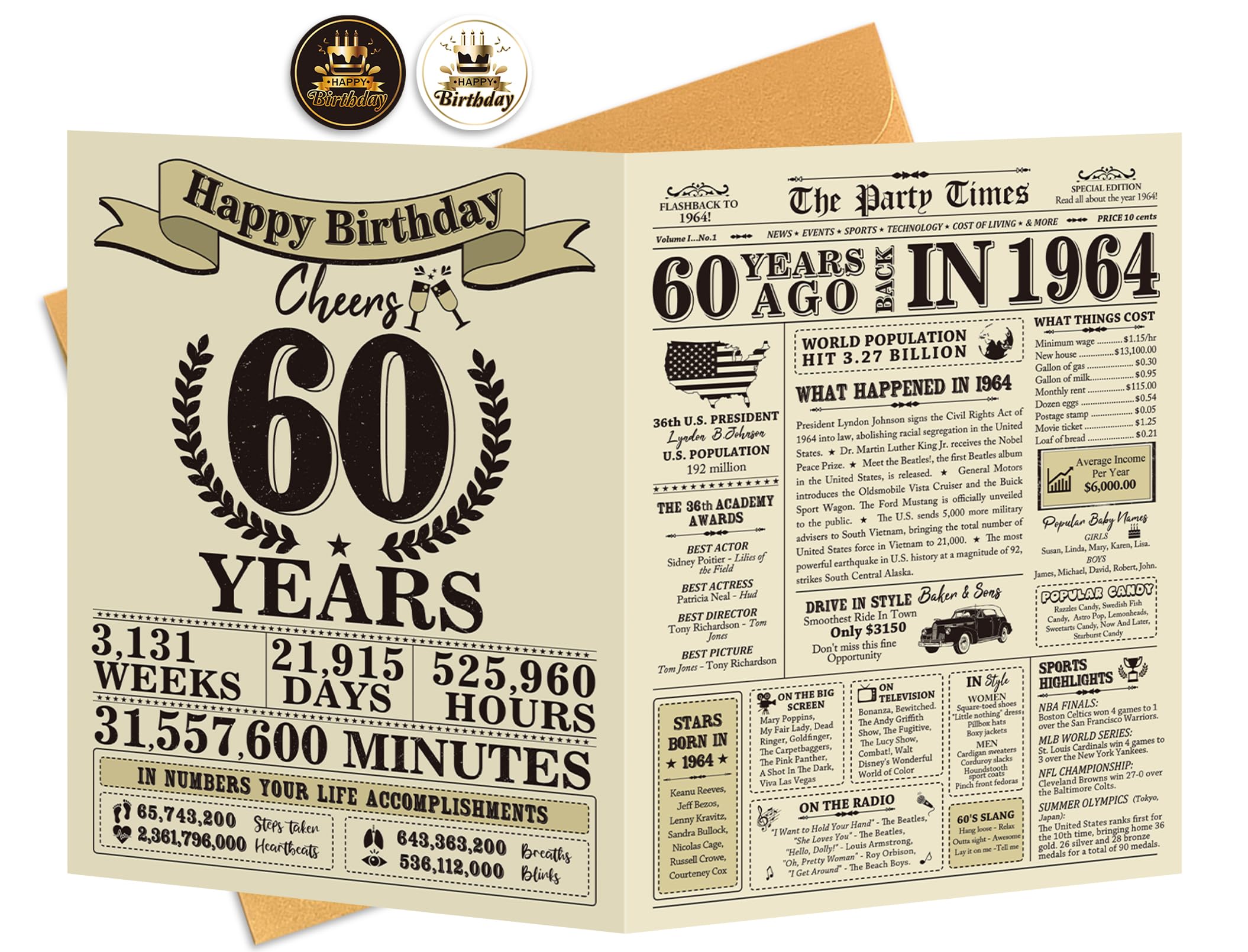 Buy Funny 60th Birthday Gifts for Women Men, Jumbo 60th Birthday Card ...