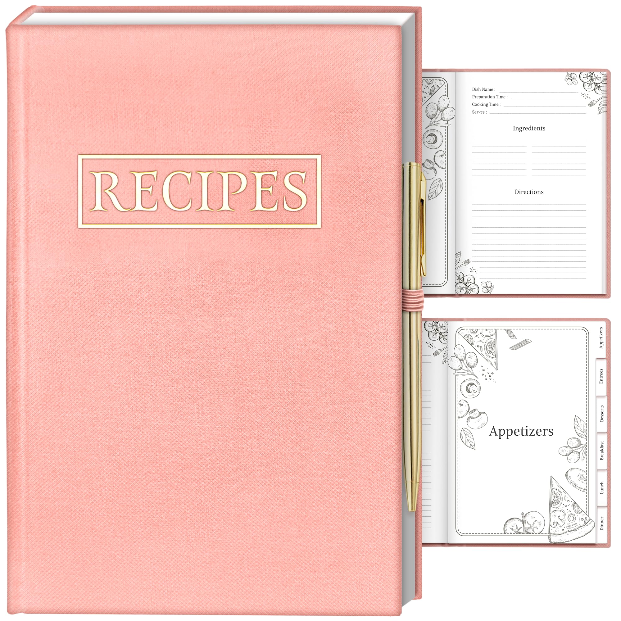 Amazon.com: LDCAST- RECIPE BOOK FOR OWN RECIPES hardcover, with one pen ...