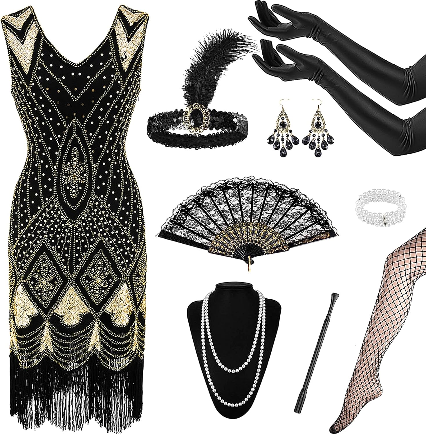 1920s Flapper Great Gatsby Accessories Set,Roaring 20's Theme Set with ...