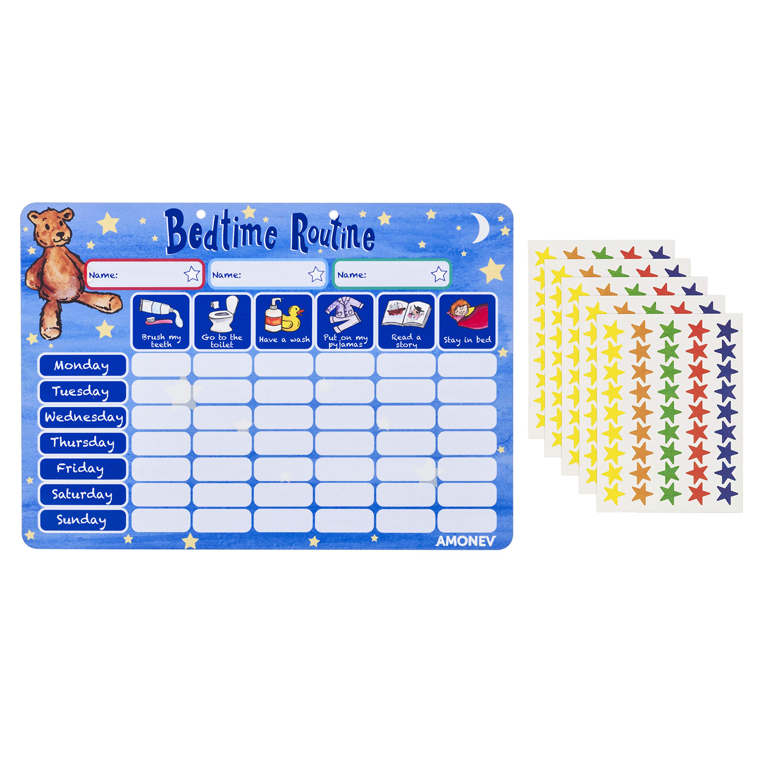 Buy Amonev Magnetic Bedtime Routine Chart Reward Chart and Sleep ...
