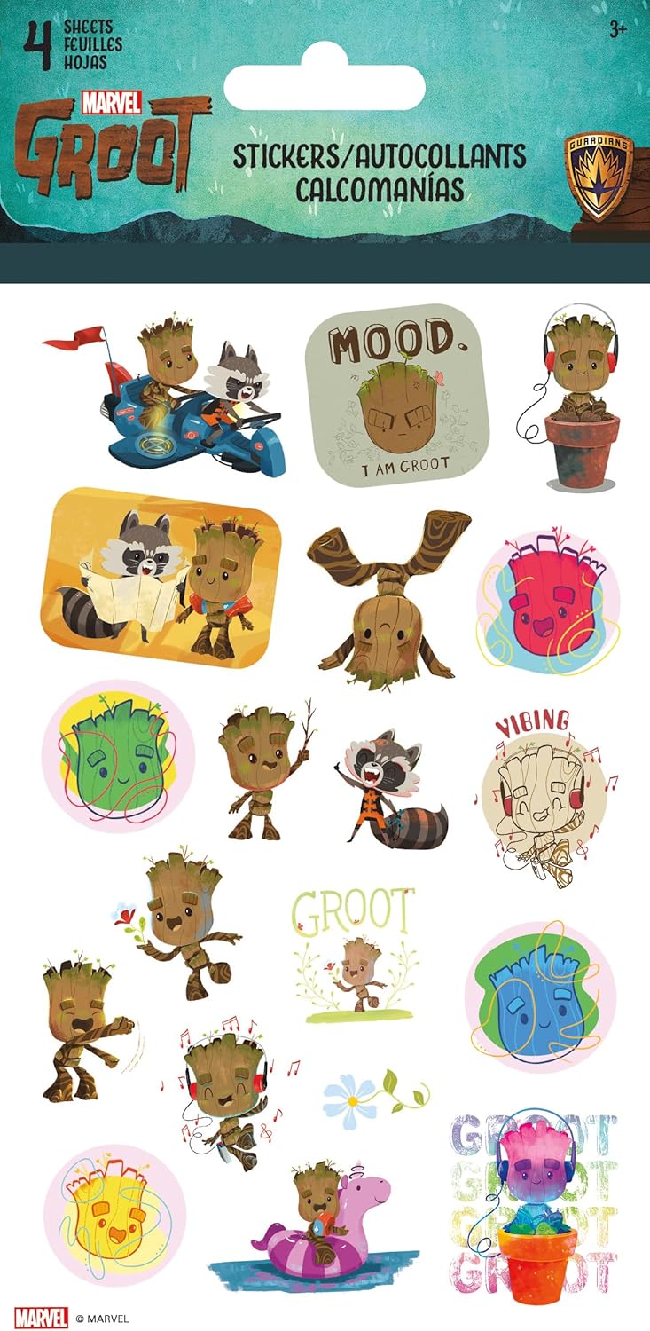 Amazon.com: Marvel - Groot Art Pack - Standard 4 Sheet Stickers ...