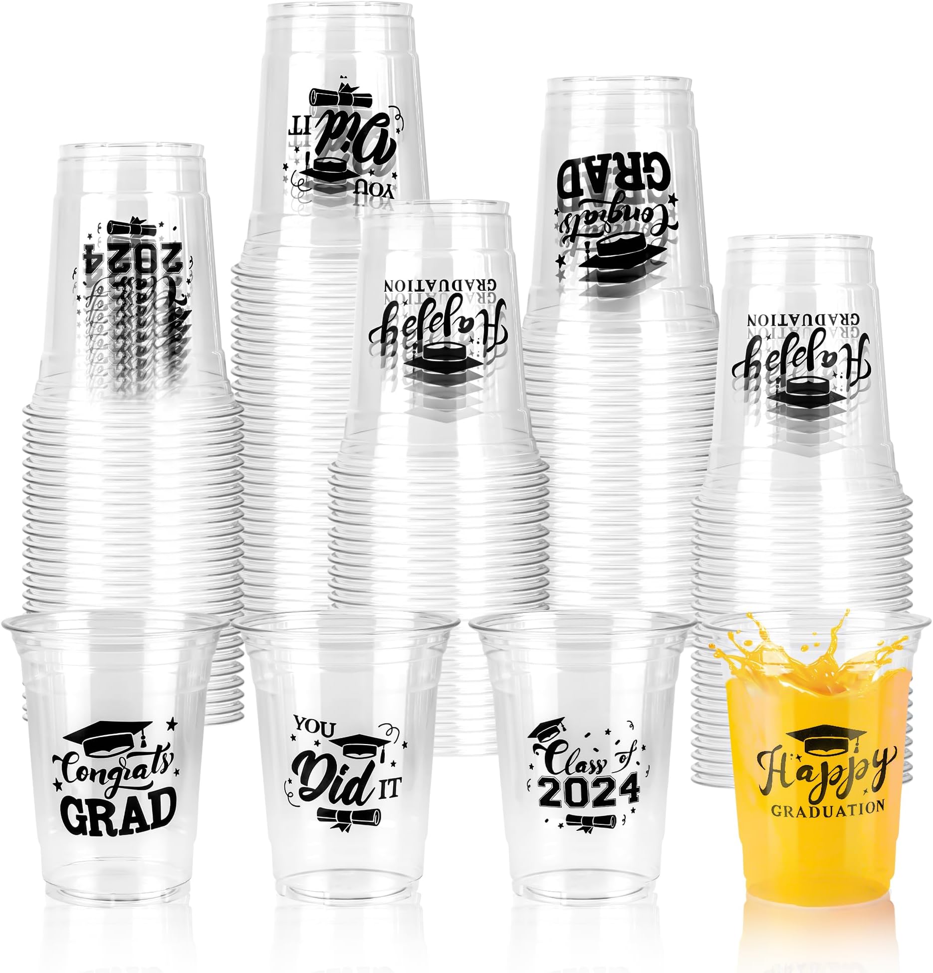 Amazon.com: AcpopbM Graduation Cups,16 oz Disposable Graduation Plastic ...