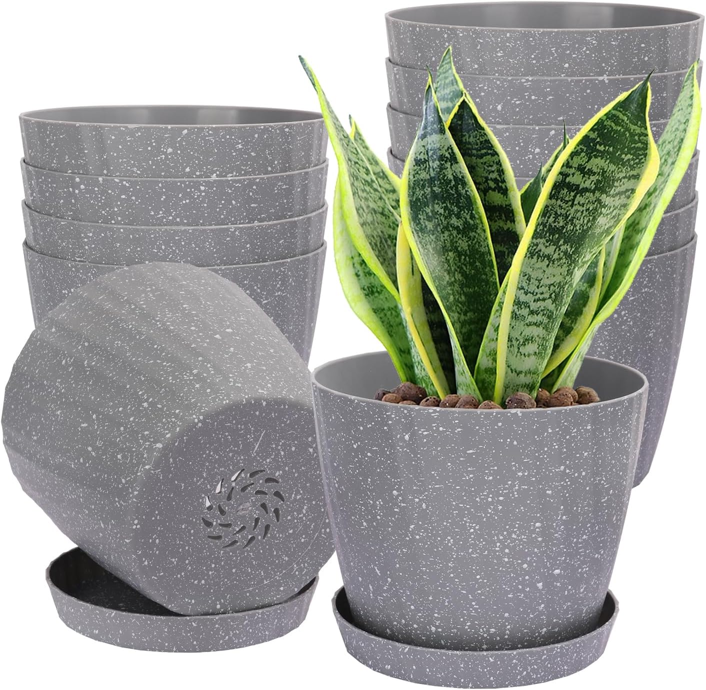 Amazon.com: IHDYPPEW 12 Pack 6 Inch Plant Pots Bulk, Plastic Planters ...