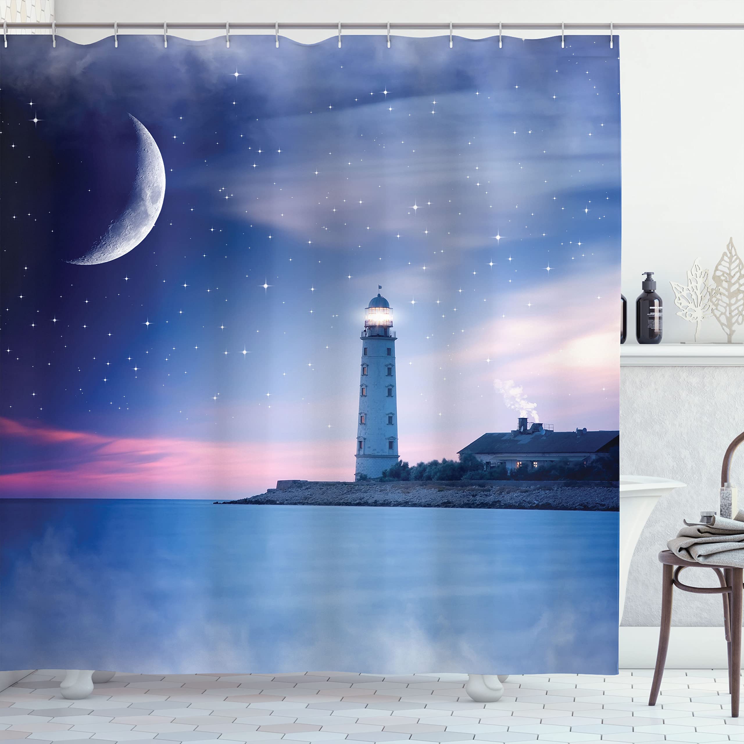 Lighthouses At Night And Moon