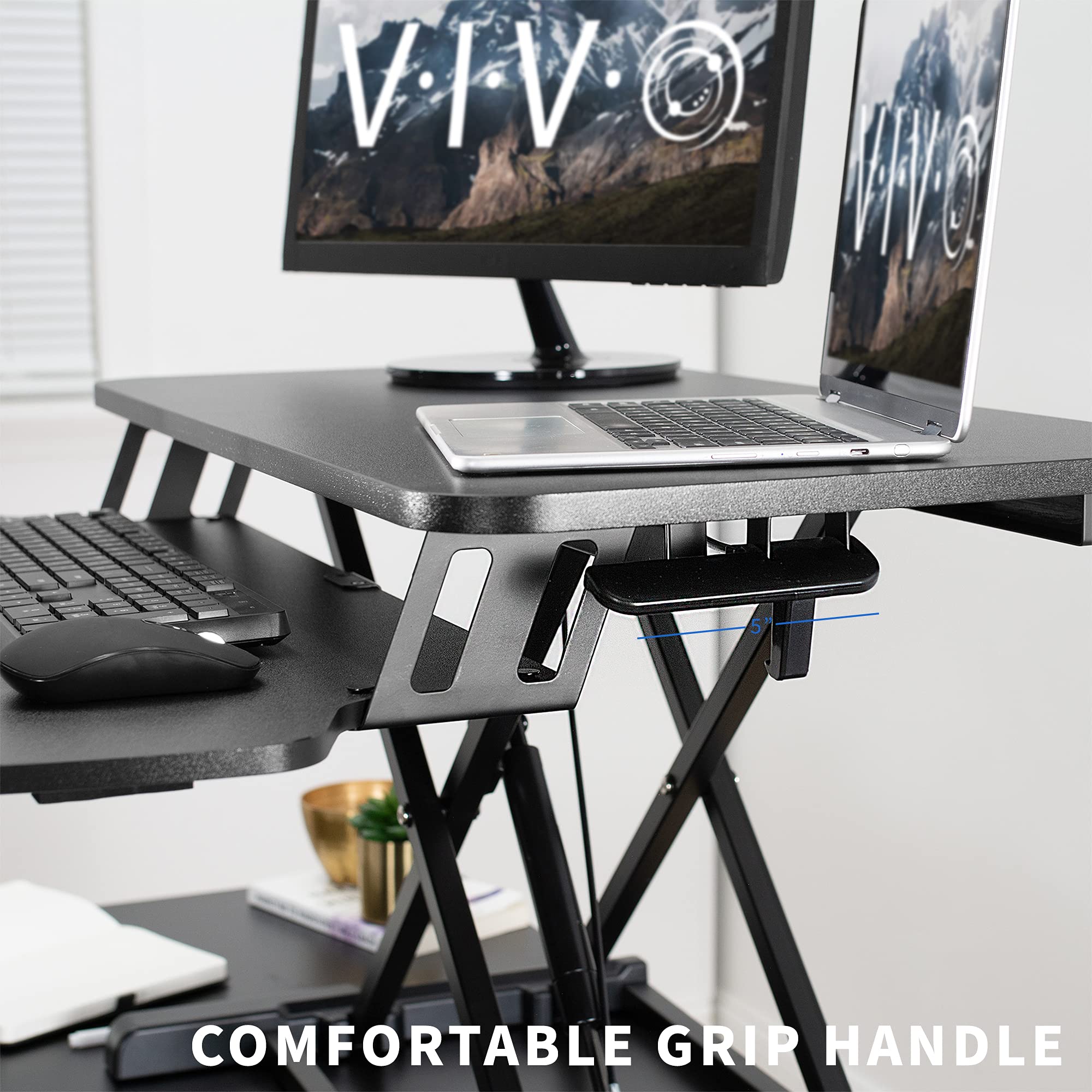 VIVO 32 Inch Desk Converter Height Adjustable Riser Sit To Stand Dual VIVO 32 Inch Desk Converter Height Adjustable Riser Sit To Stand Dual
