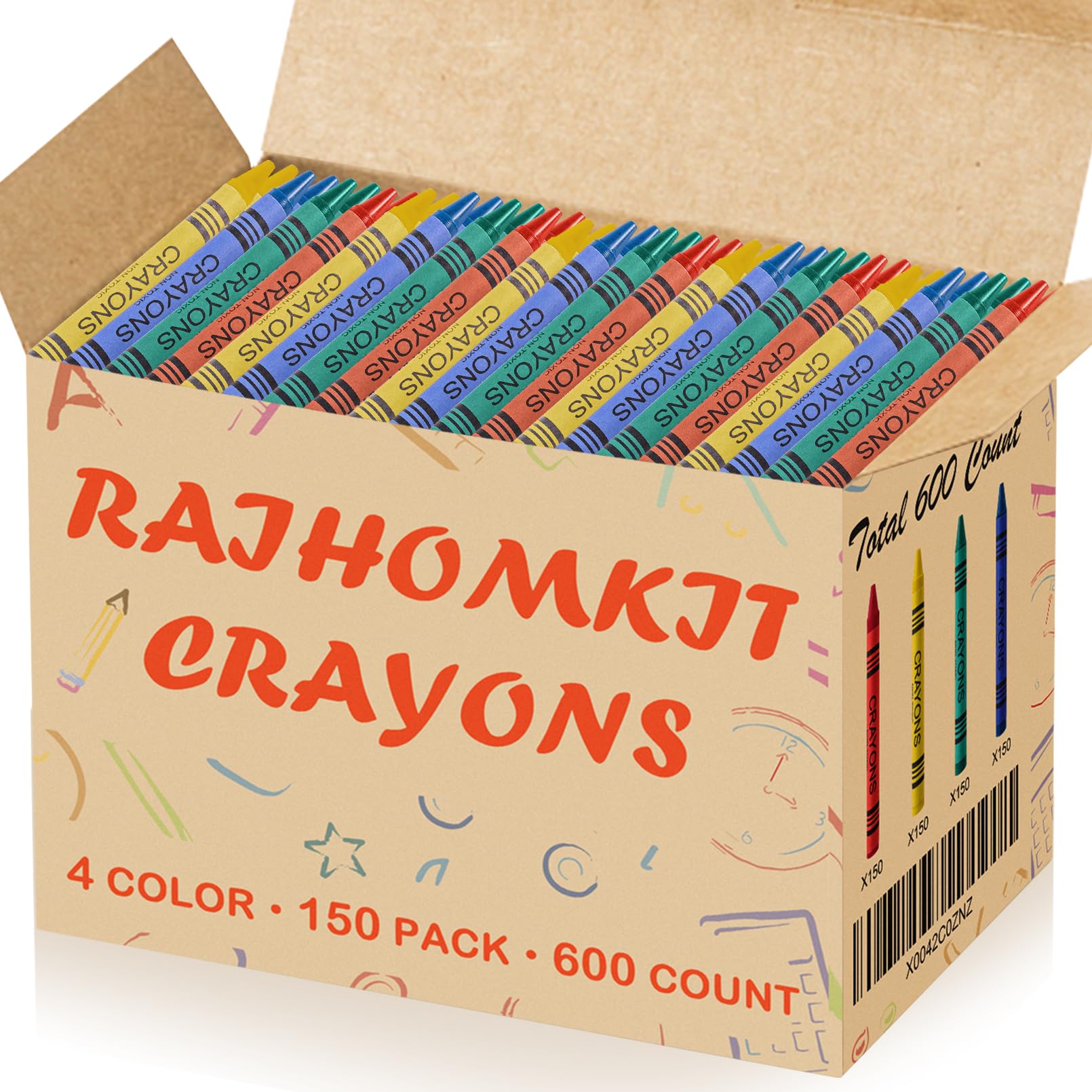 Amazon.com: RAIHOMKIT 150 Pack Crayons,600 Count Crayons Bulk,Jumbo ...