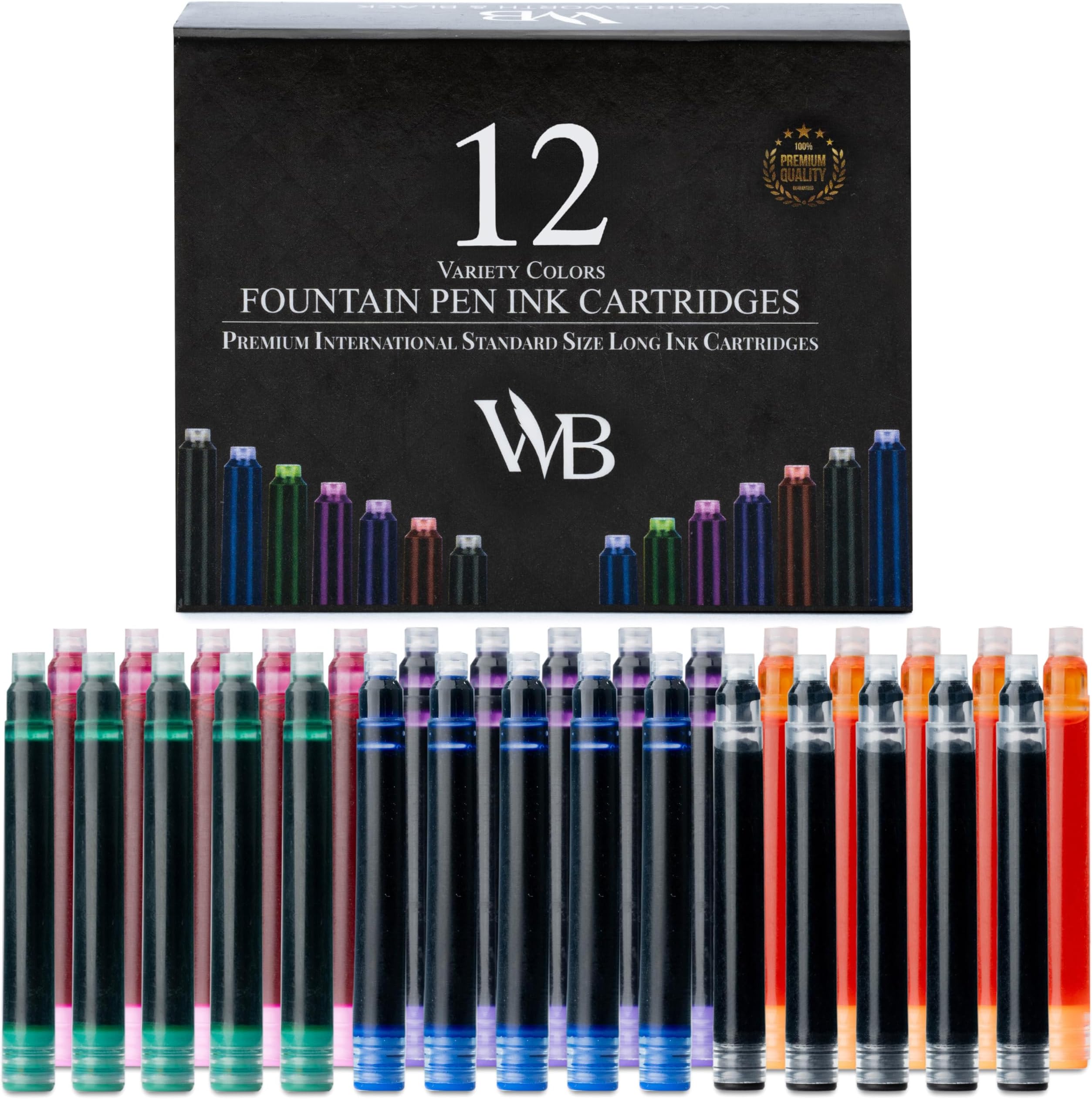 Wordsworth & Black 12 Pack Fountain Pen Ink Refills - Set of 12 ...