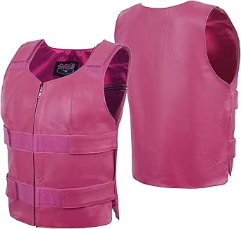 HOT PINK Women hot pink style leather Vest women biker club at Amazon ...