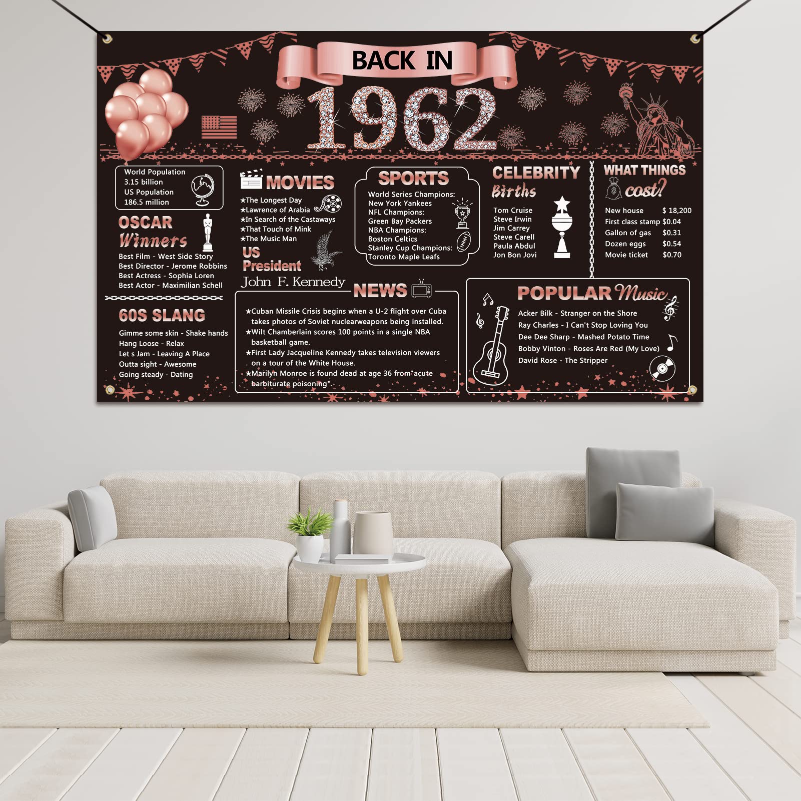 Buy DARUNAXY 60th Birthday Rose Gold Party Decoration Back In 1962 Banner 60 Year Old Birthday buy-darunaxy-60th-birthday-rose-gold-party-decoration-back-in-1962-banner-60-year-old-birthday