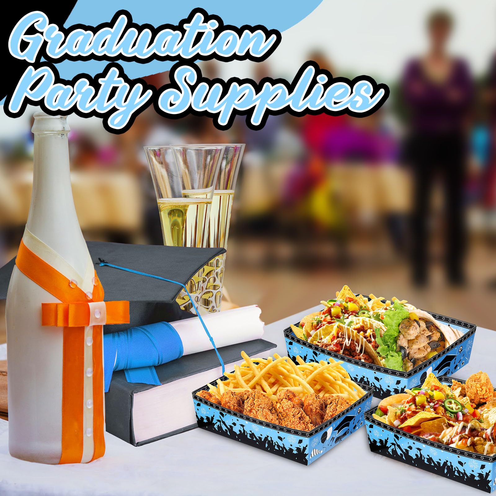 Snapklik.com : 36 Pcs 2024 Light Blue Graduation Paper Food Trays 5 Lb ...