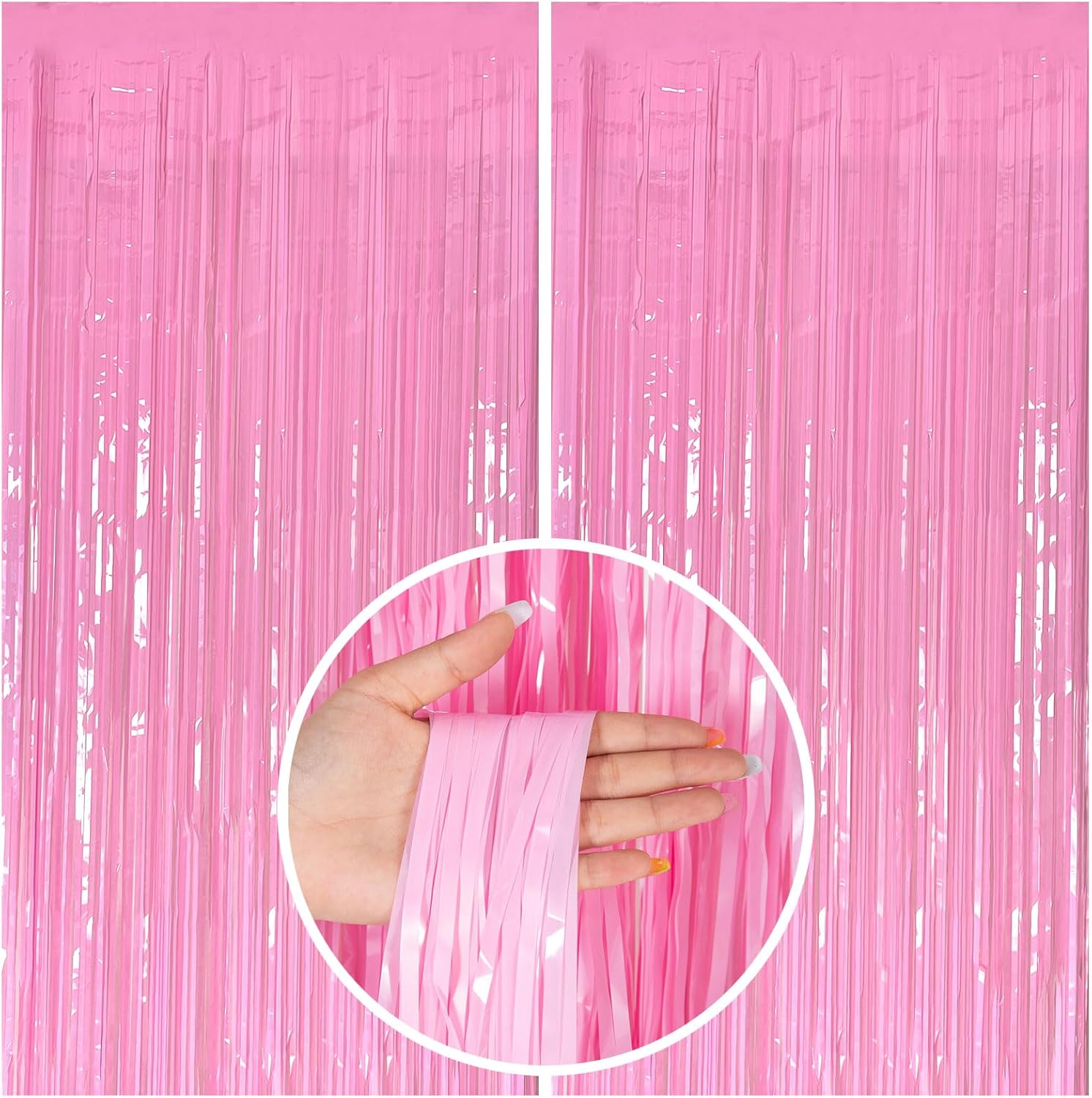 Pink Party Streamers Foil Fringe Backdrop Curtains Tinsel Streamers ...