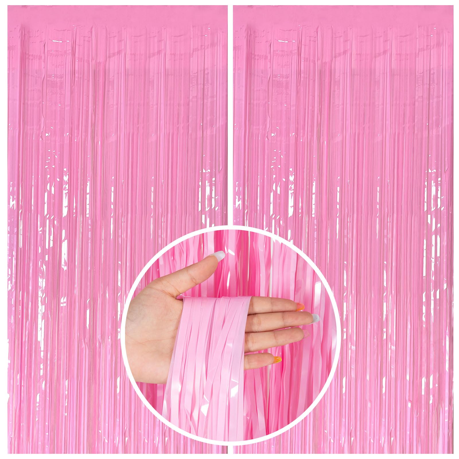 Amazon.com : Pink Party Streamers Foil Fringe Backdrop Curtains Tinsel ...