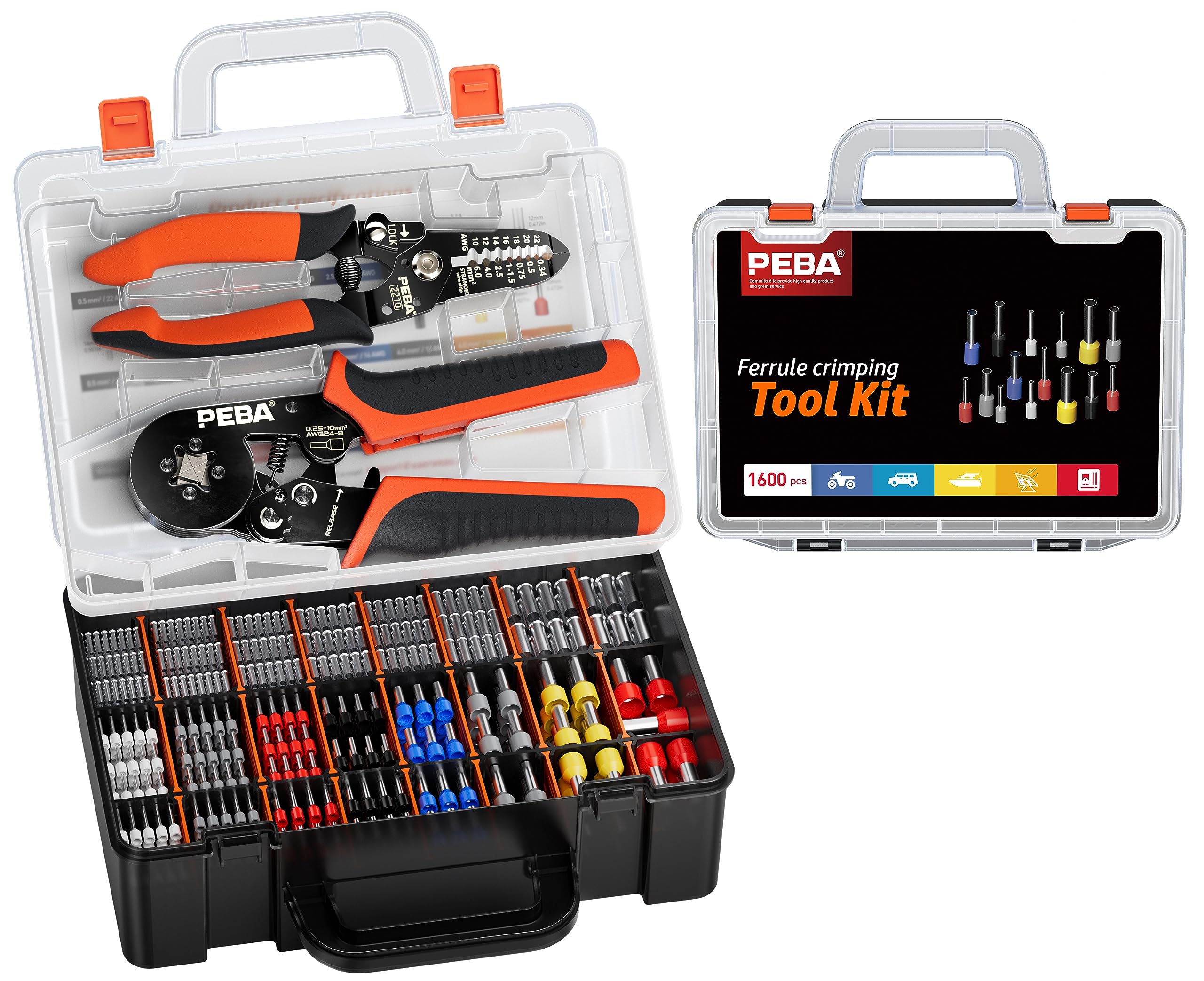 Buy PEBA Ferrule Crimping Tool, with 24 Types of Wire Ferrules and AWG ...