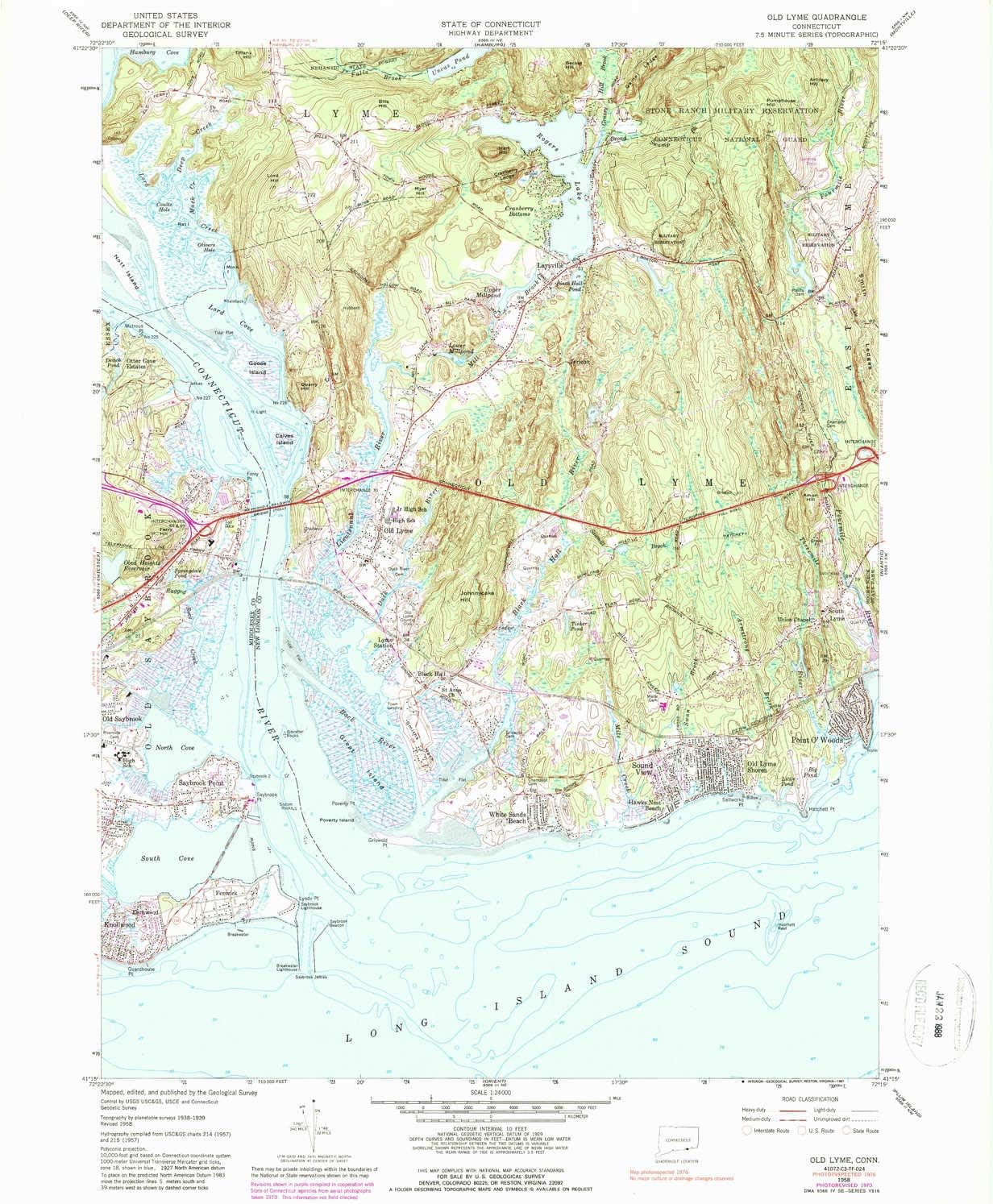 Amazon.com : YellowMaps Old Lyme CT topo map, 1:24000 Scale, 7.5 X 7.5 ...