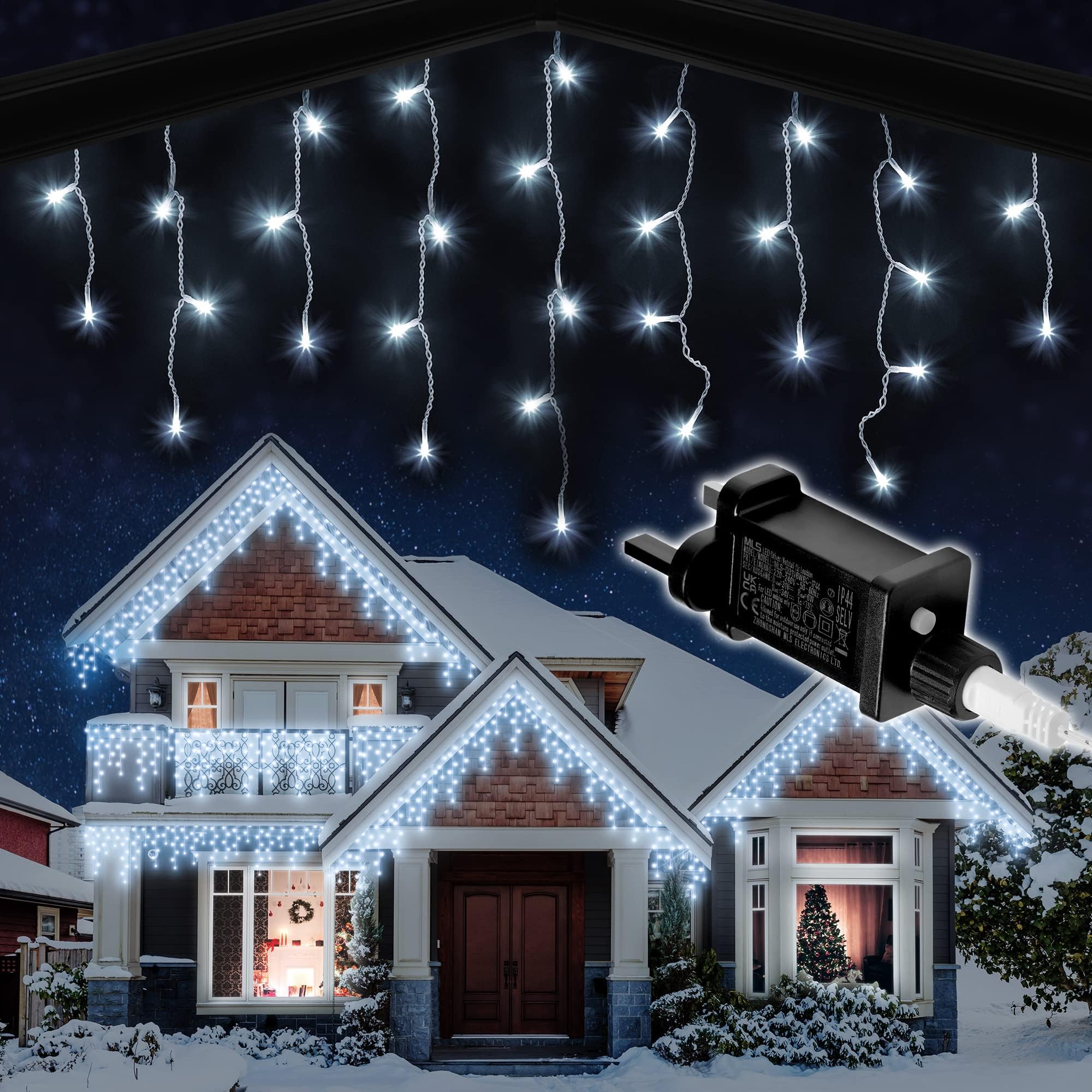 ANSIO® Christmas Lights 220 LED 7.5m/24ft Icicle Lights Outdoor ...
