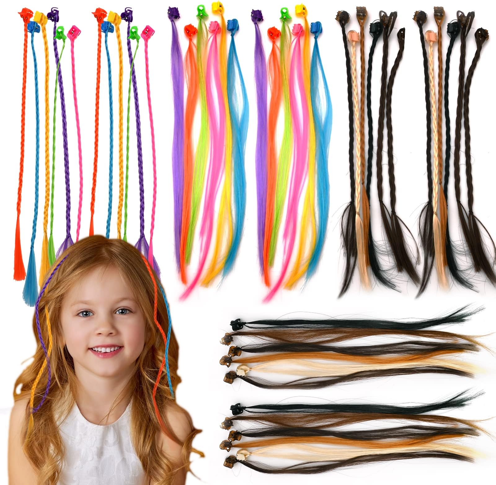 Amazon.com : Bekecidi 48 Pack Hair Accessories for Girls, Colored Hair ...