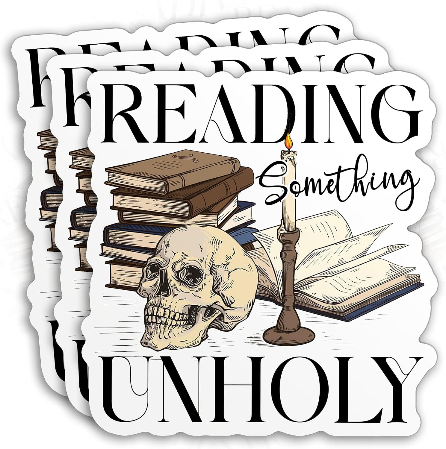 Amazon.com: (3Pcs) Reading Something Unholy Sticker Bookish Book Lover ...
