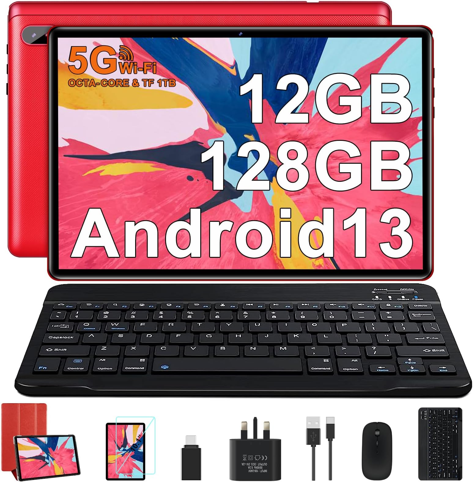 FASHERA Tablet 10 Inch Android 13 with 12GB RAM + 128GB ROM (Expand to ...