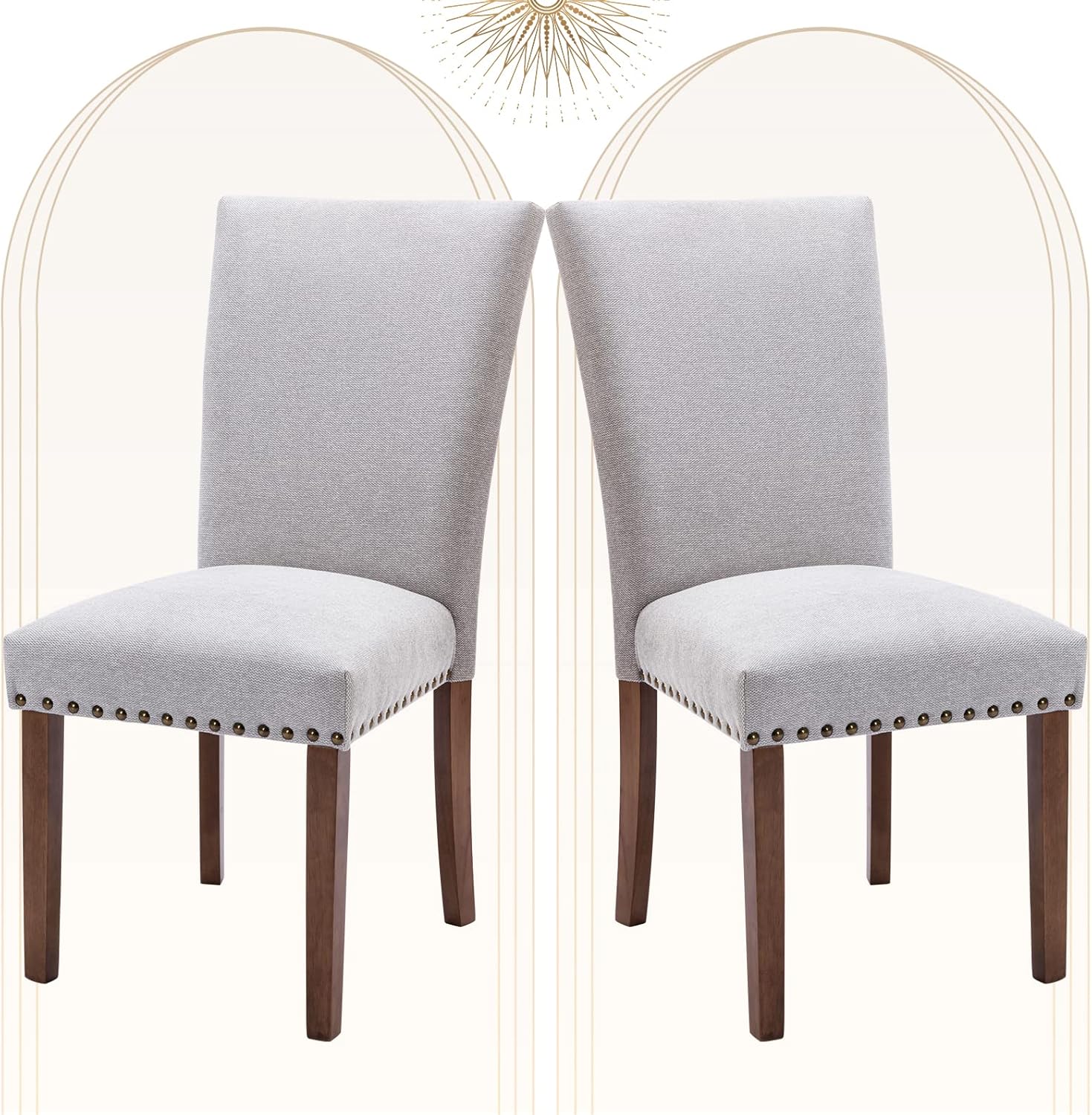 COLAMY Upholstered Parsons Dining Chairs Set of 2, Fabric Dining Room ...