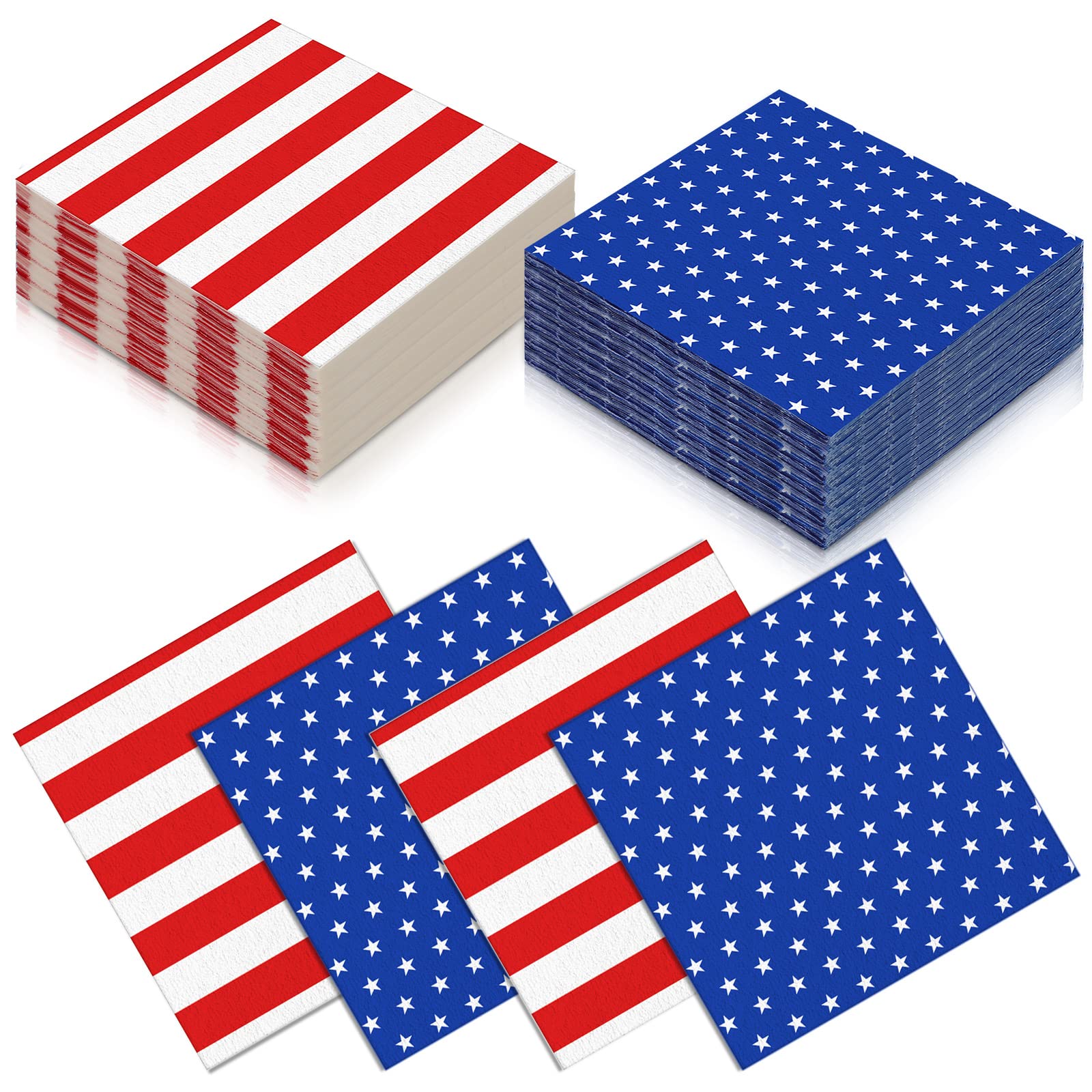 Amazon.com: Nuanchu 200 Pcs American Flag Napkins 4th of July Patriotic ...