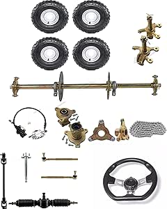 Amazon.com: YC Yier 1" x 32" Complete Rear Live Axle Kit with 6" Wheels Tires Rim and Chain ...