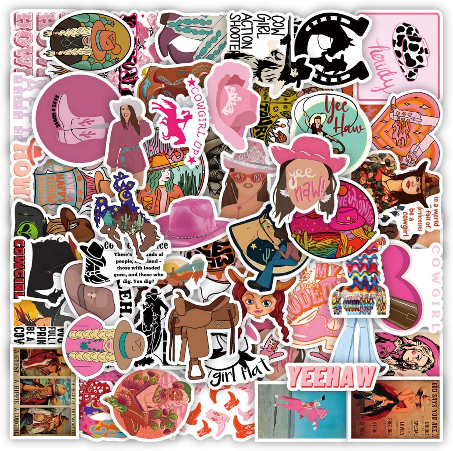 Amazon.com: Pink Glitter Cowgirl Hat Sticker Vinyl Waterproof Sticker ...
