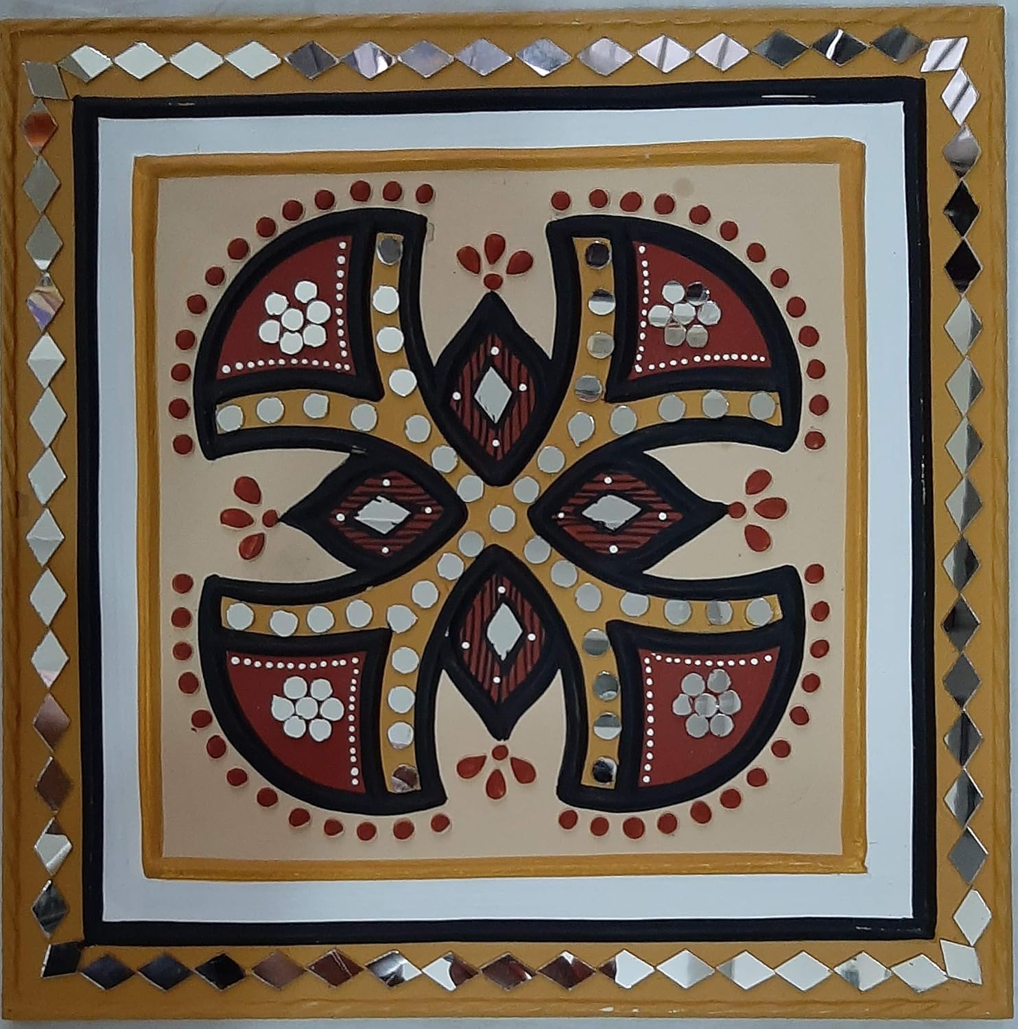 Kutchhi Handicraft Traditional Art Mud Work_1Feet x 1 Feet(Lippan Kam ...