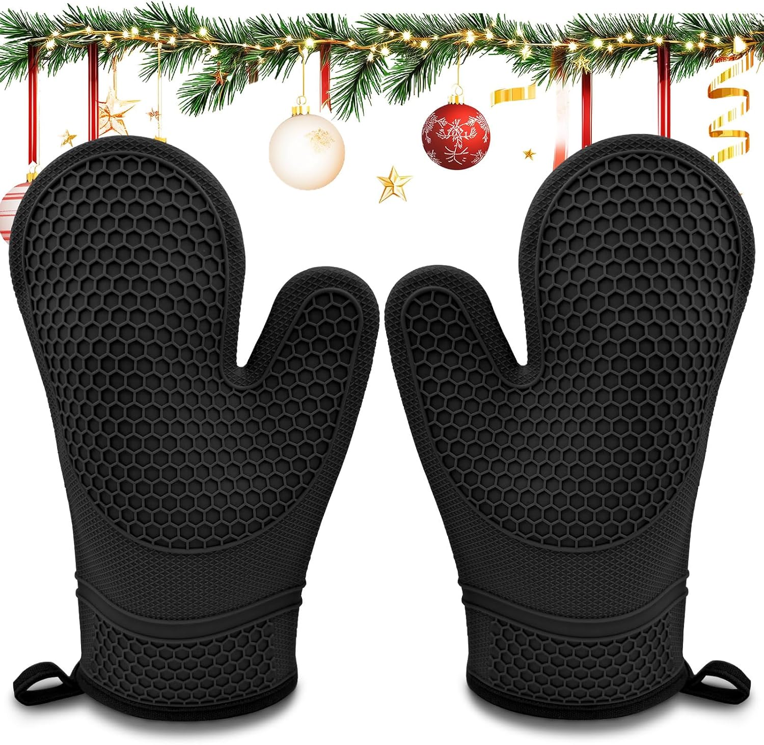 Amazon.com: Monbalcon Silicone Oven Mitts Heat Resistant to 500ºF for ...