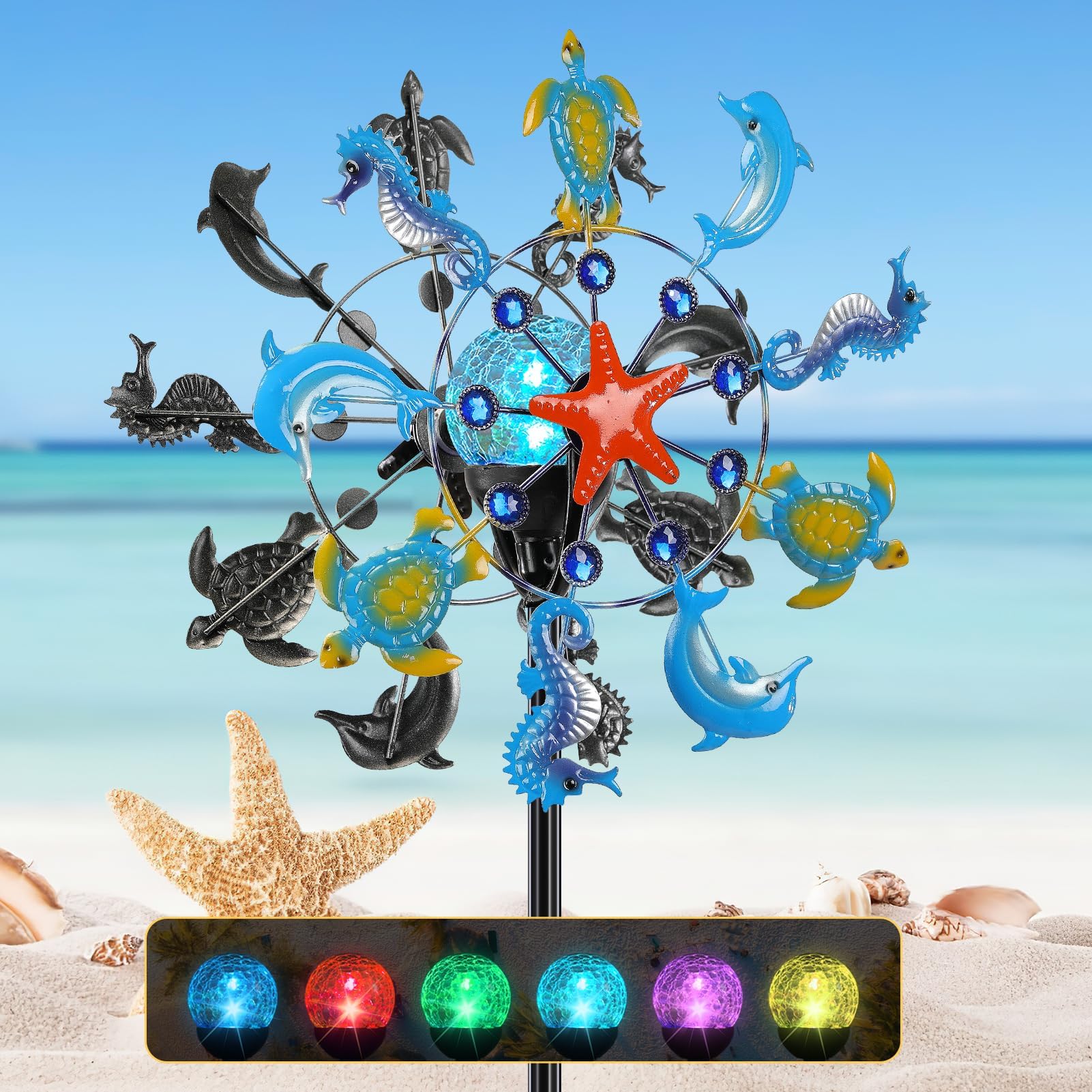 Amazon.com: Violet-Blue LED Solar Powered Glass Ball Windmill Garden ...
