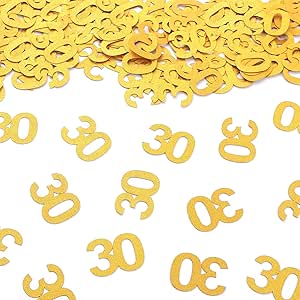 Amazon.com: 30th Happy Birthday Confetti Decorations - Gold Glitter ...