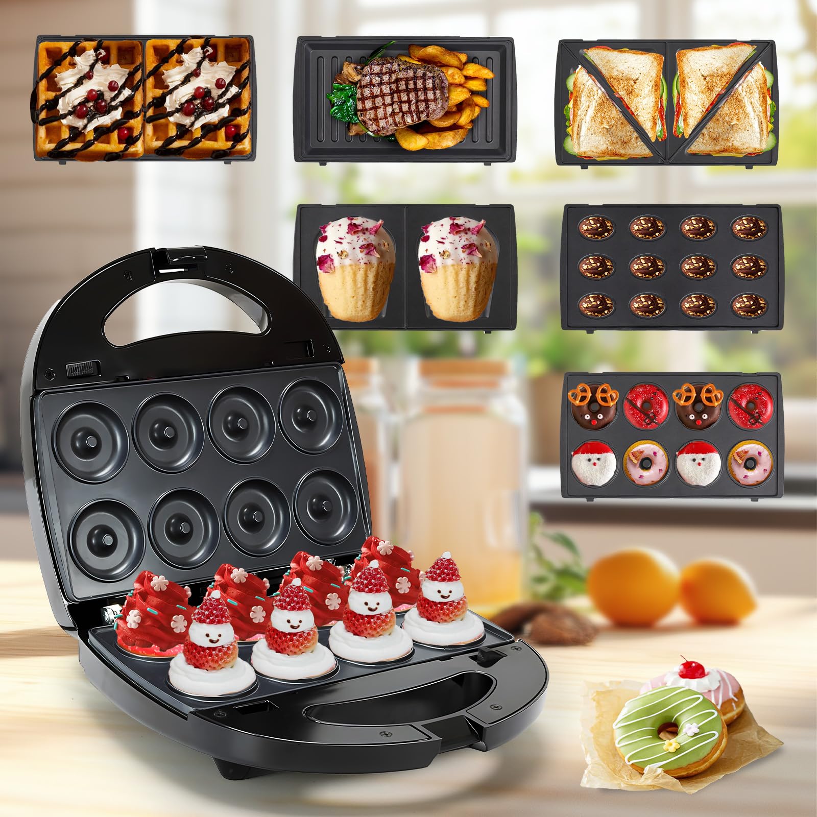 Amazon.com: 6 in 1 Sandwich Maker, Waffle Maker with Removable Plates ...