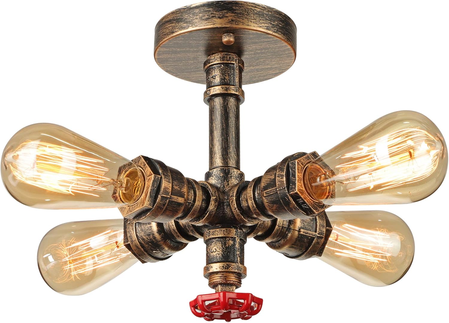 RUNNUP Industrial Vintage Edison Ceiling Light Flush Ceiling Light with ...