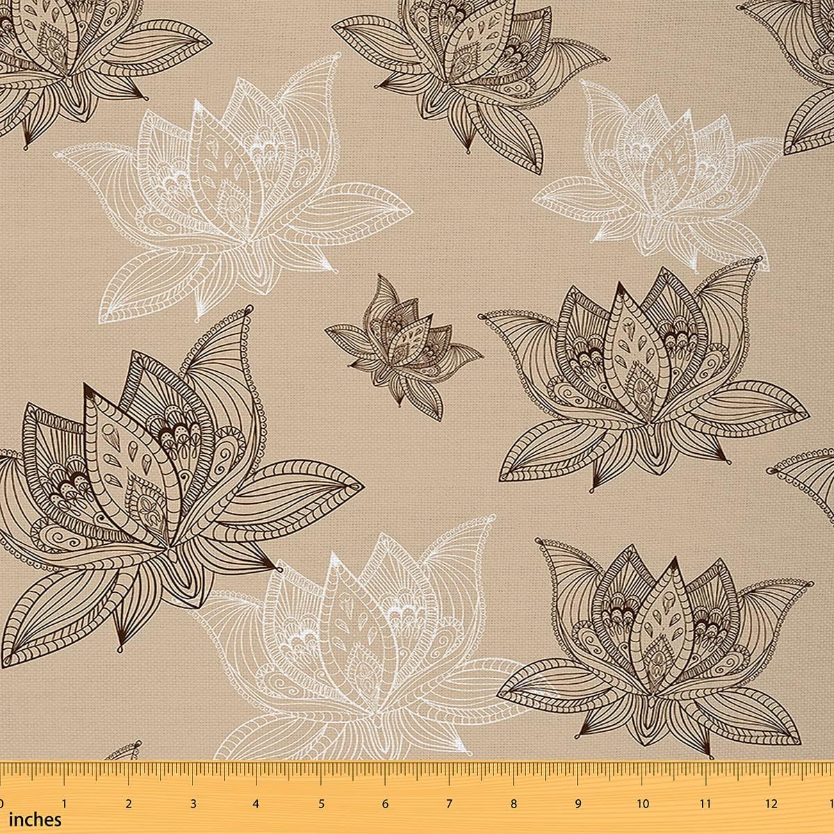 Amazon.com: Mandala Lotus Fabric by The Yard, Retro Floral Upholstery ...