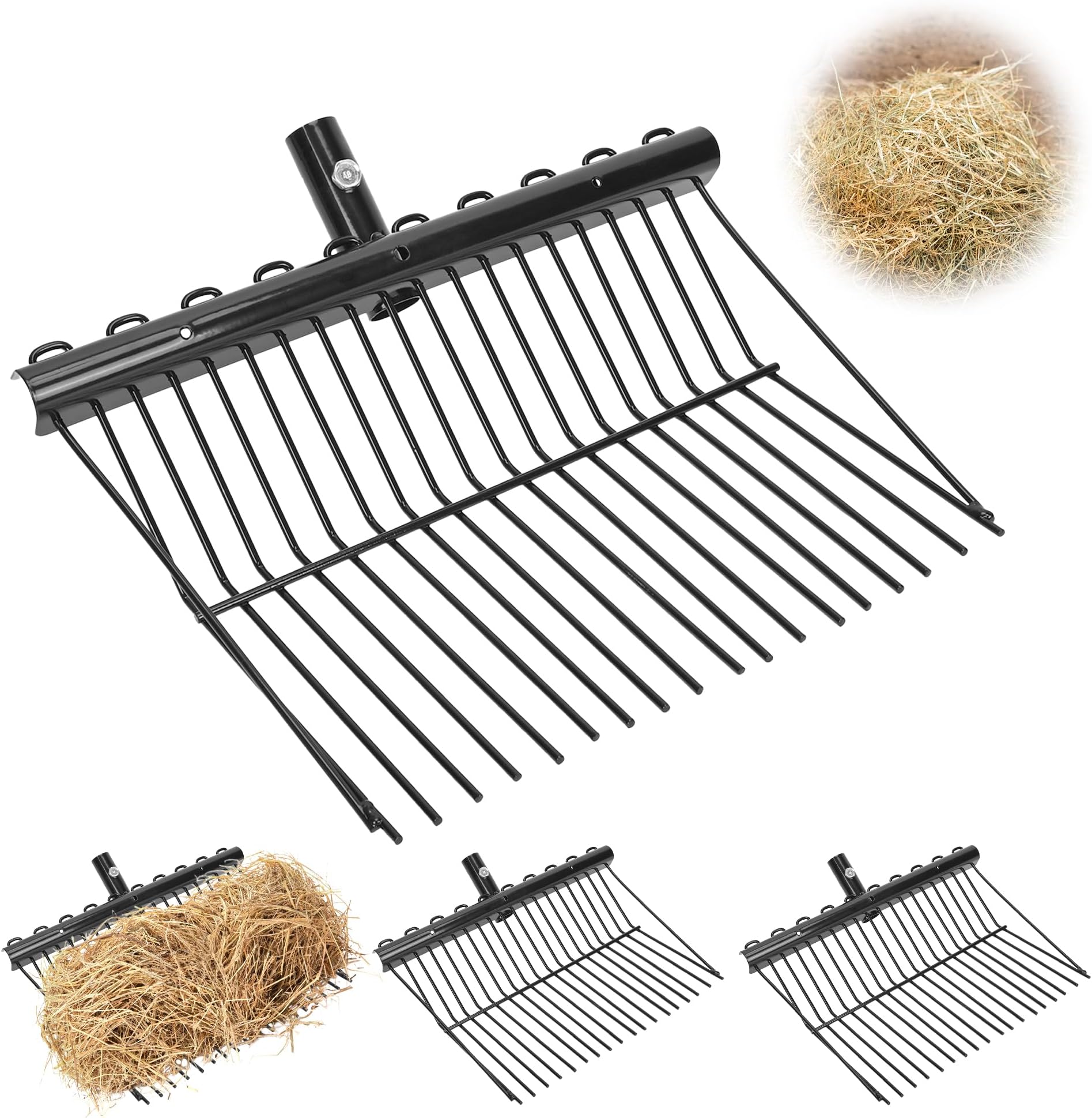 Amazon.com : lukar 4PCS Metal Manure Fork Head, 18 Tines Manure Fork ...